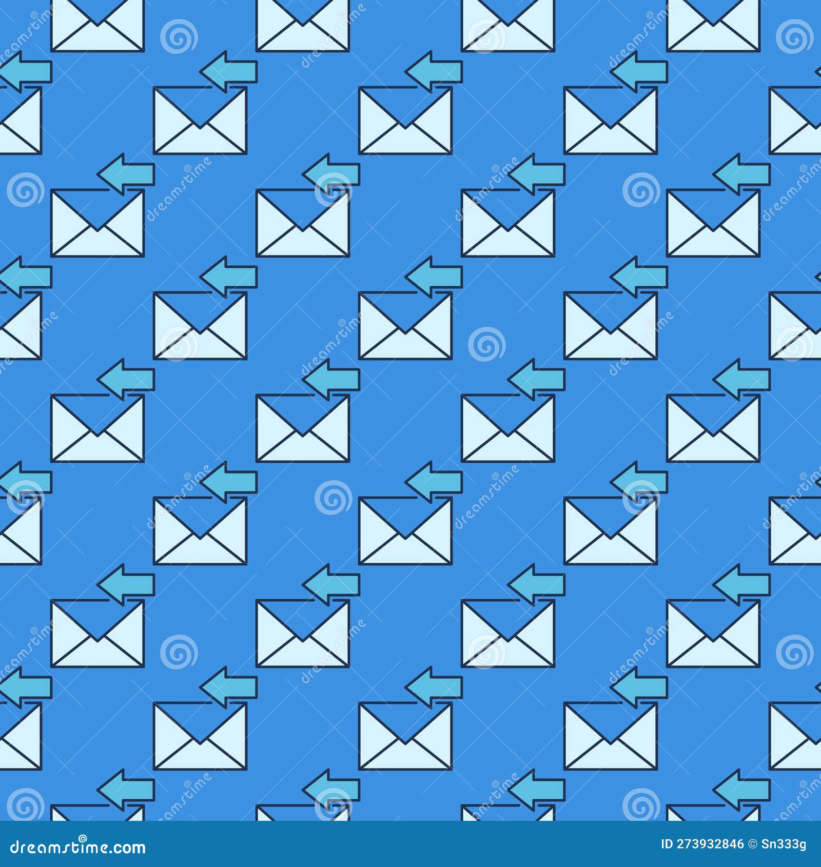 Envelope and Horizontal Arrow Vector Blue Seamless Pattern Stock ...