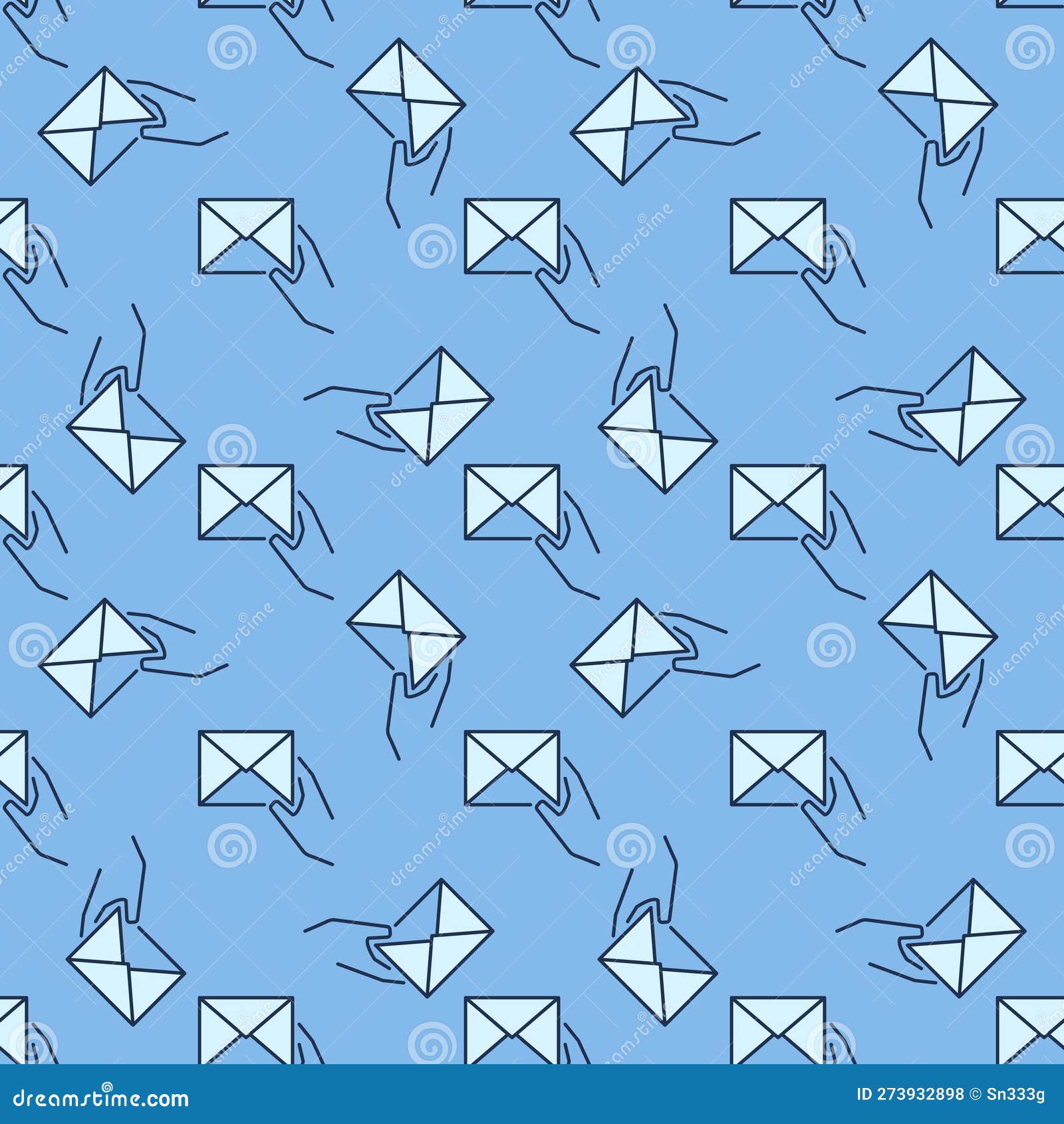 Envelope in Human Hand Vector Colored Seamless Pattern Stock ...