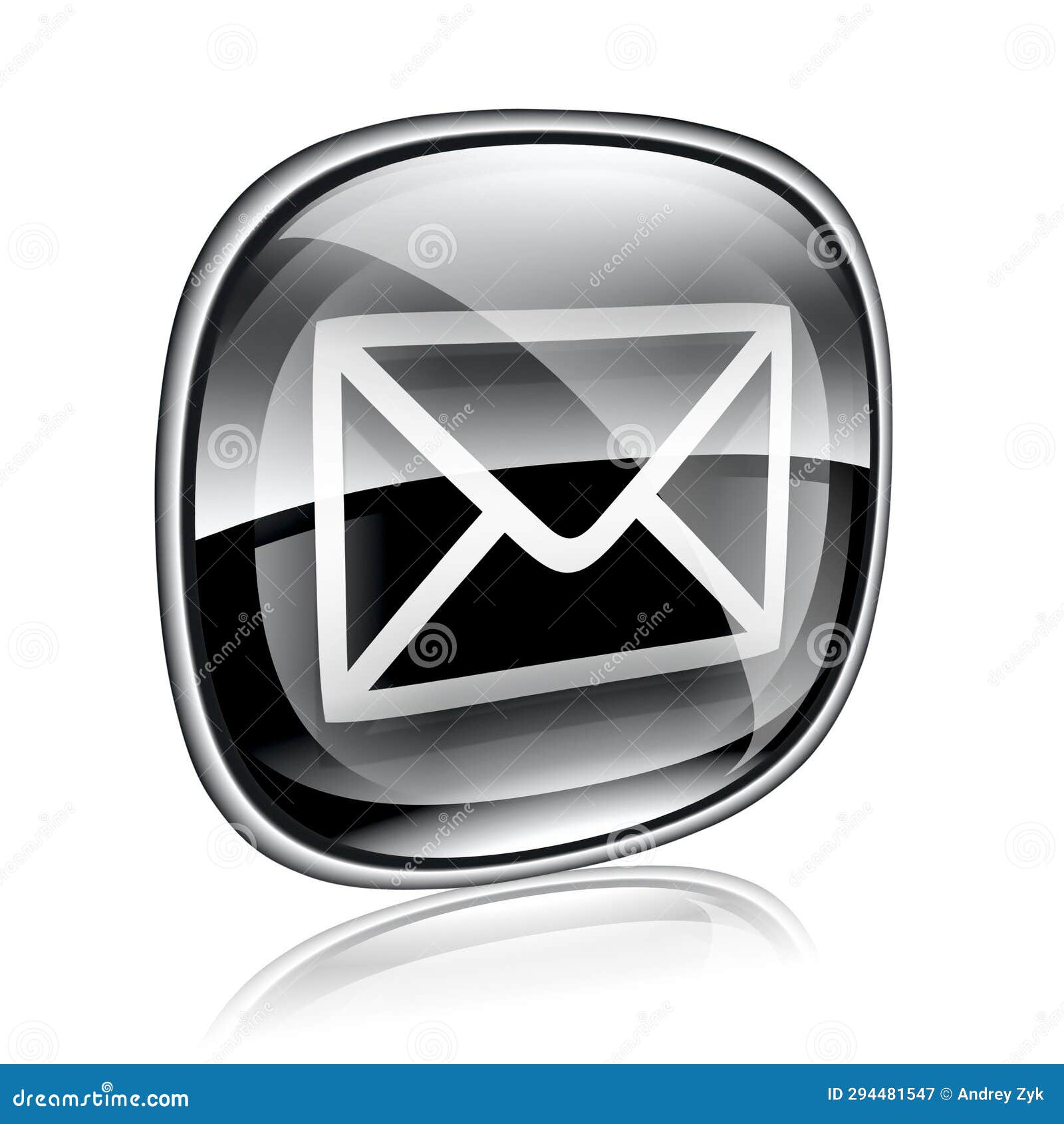 Envelope icon black glass. stock illustration. Illustration of email ...