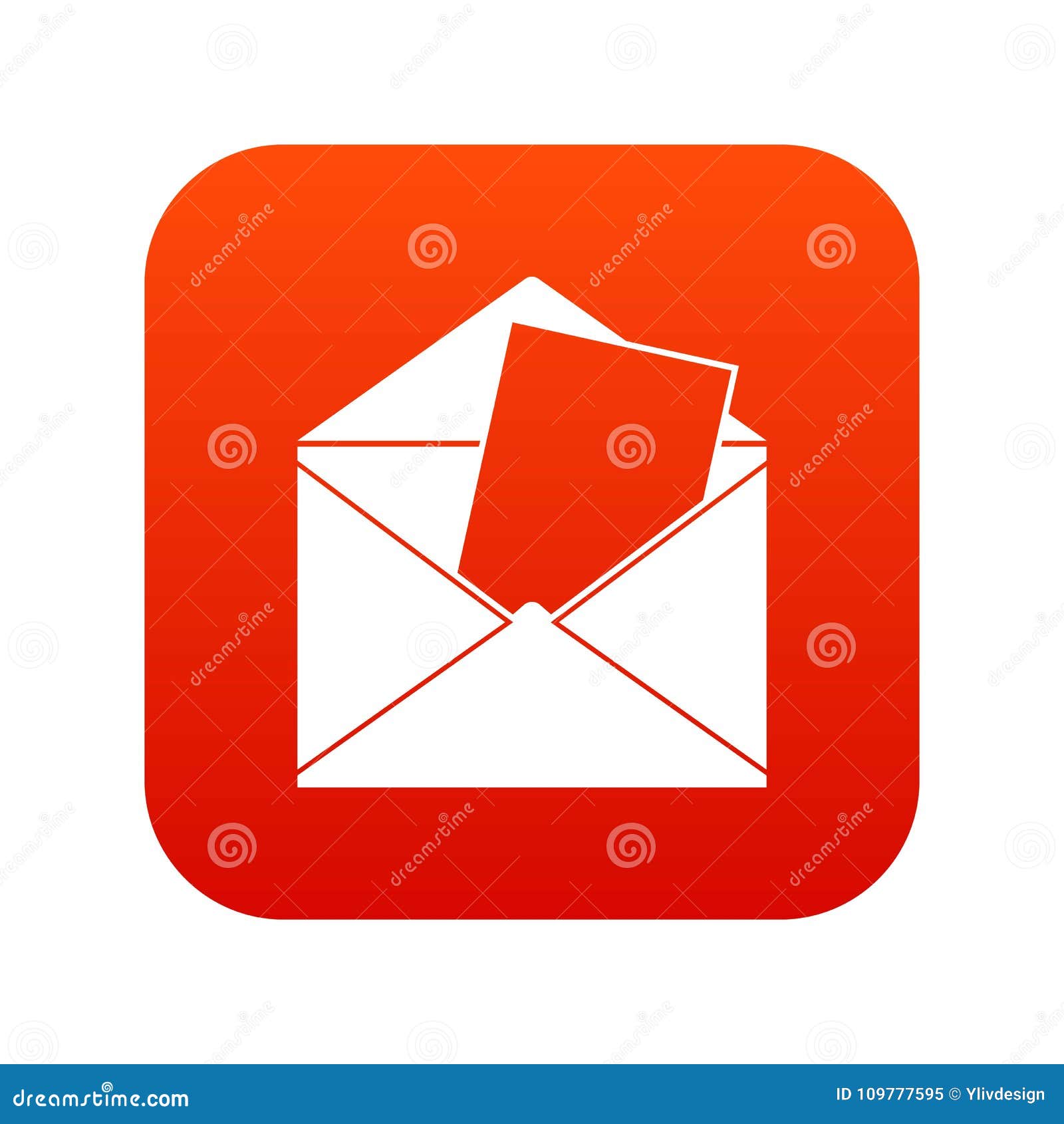 Envelope icon digital red stock vector. Illustration of office - 109777595