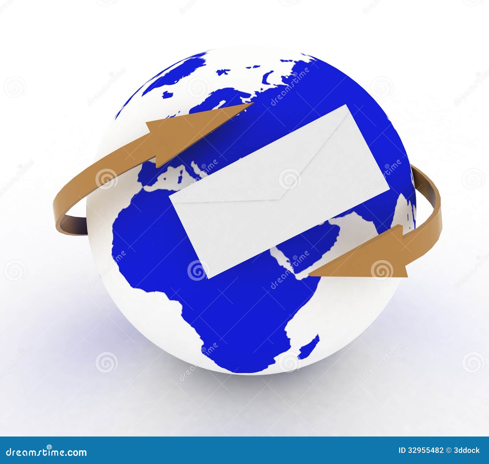 Envelope Icon and Earth with Arrows Stock Illustration - Illustration ...
