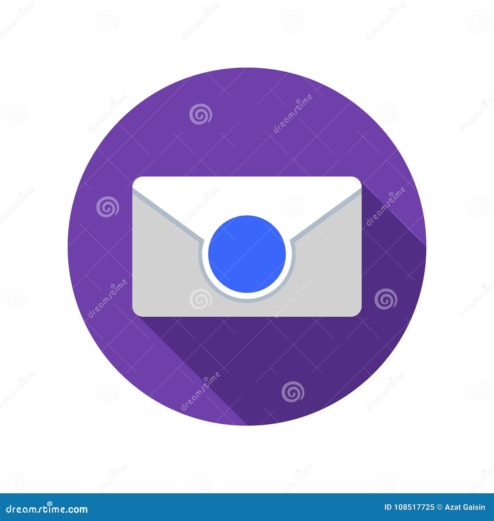 Envelope Icon. Email Icon with Long Shadow Stock Vector - Illustration ...