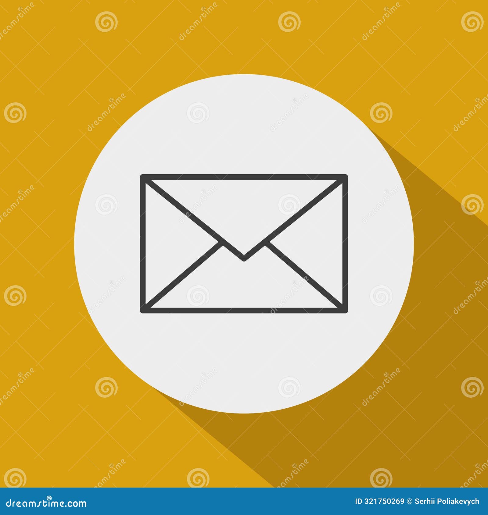Envelope Icon Vector. Mail Outline Symbol. White Circle Background ...