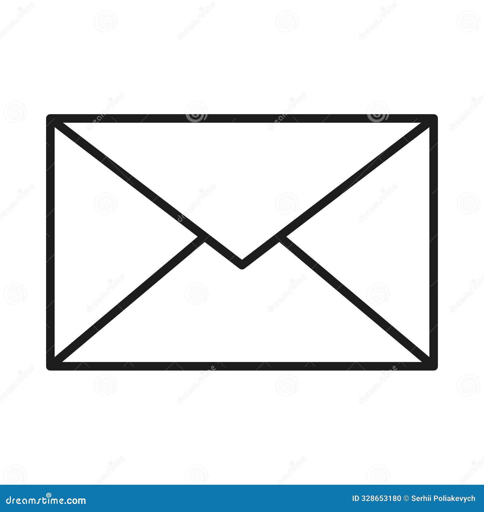 Envelope Icon Vector. Simple Black Outline Mail Symbol. Communication ...
