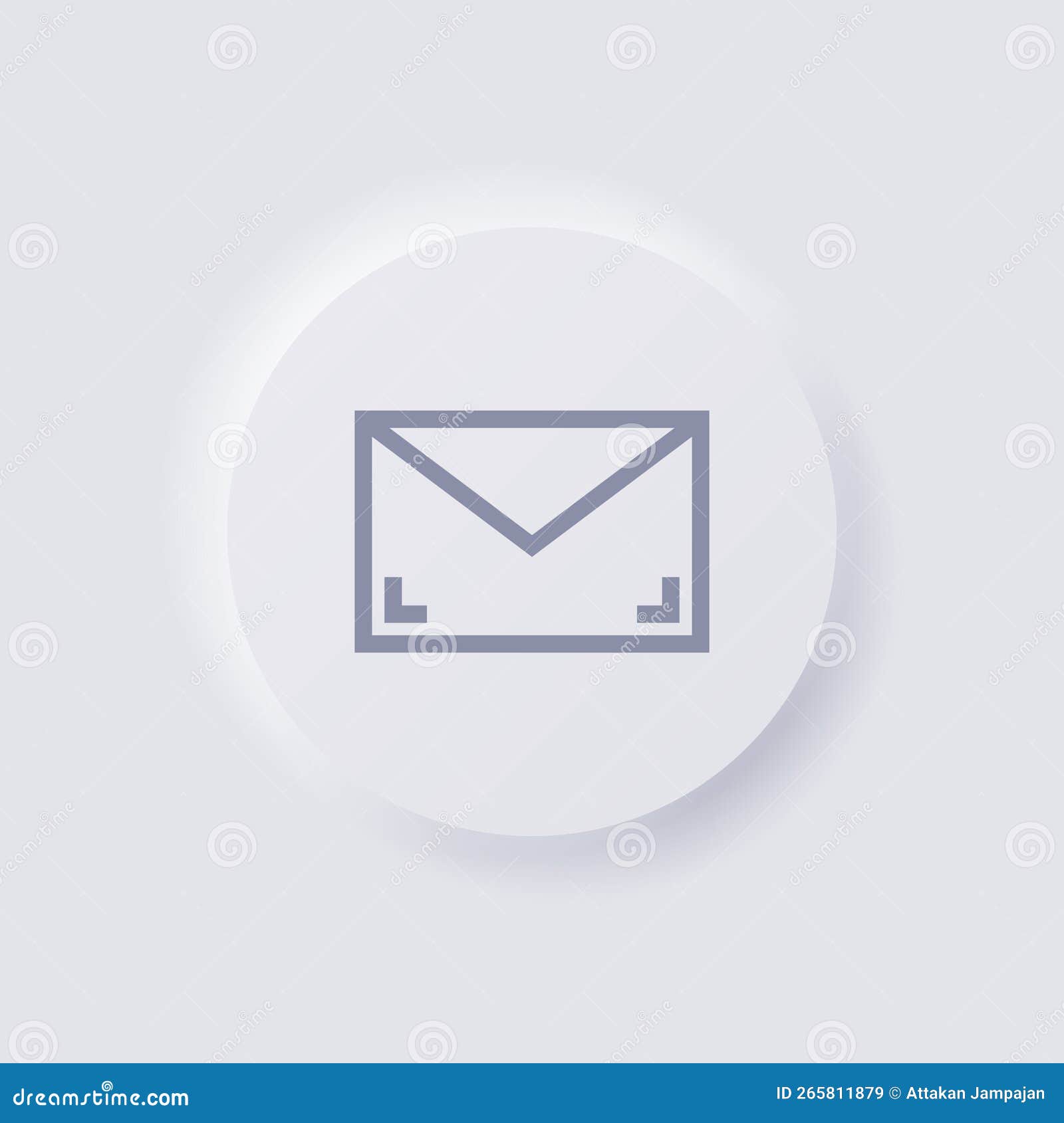 Envelope Icon, White Neumorphism Soft UI Design. Stock Vector ...