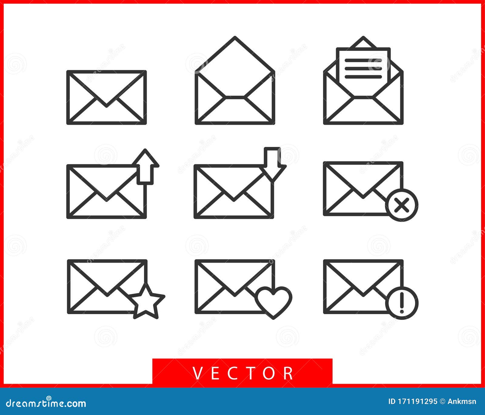 Envelope Icons Letter. Envelop Icon Vector Template. Mail Symbol ...