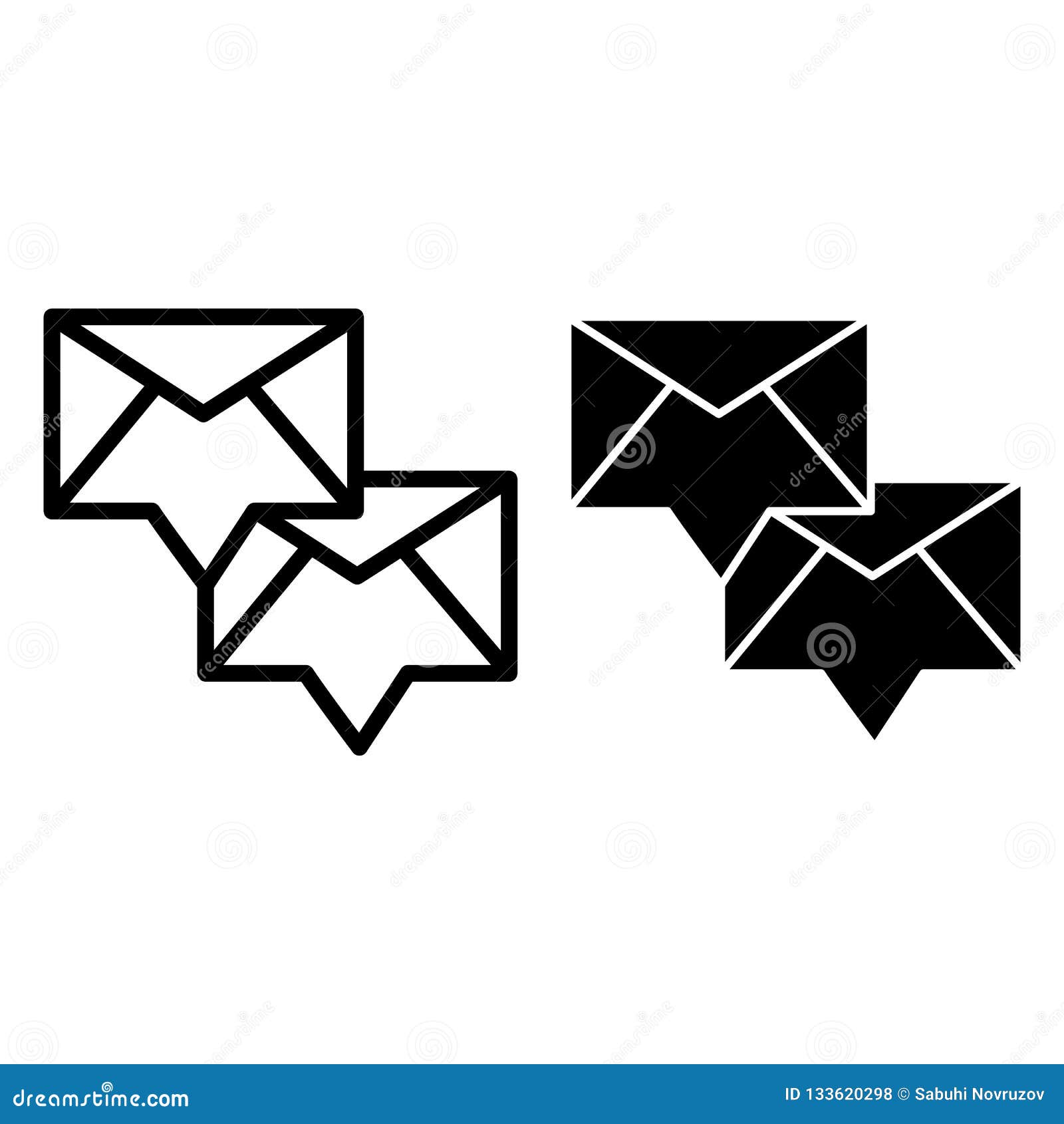 Envelope with Incoming Message Line and Glyph Icon. Two New Messages ... Envelope with Incoming Message Line and Glyph Icon. Two New Messages ...
