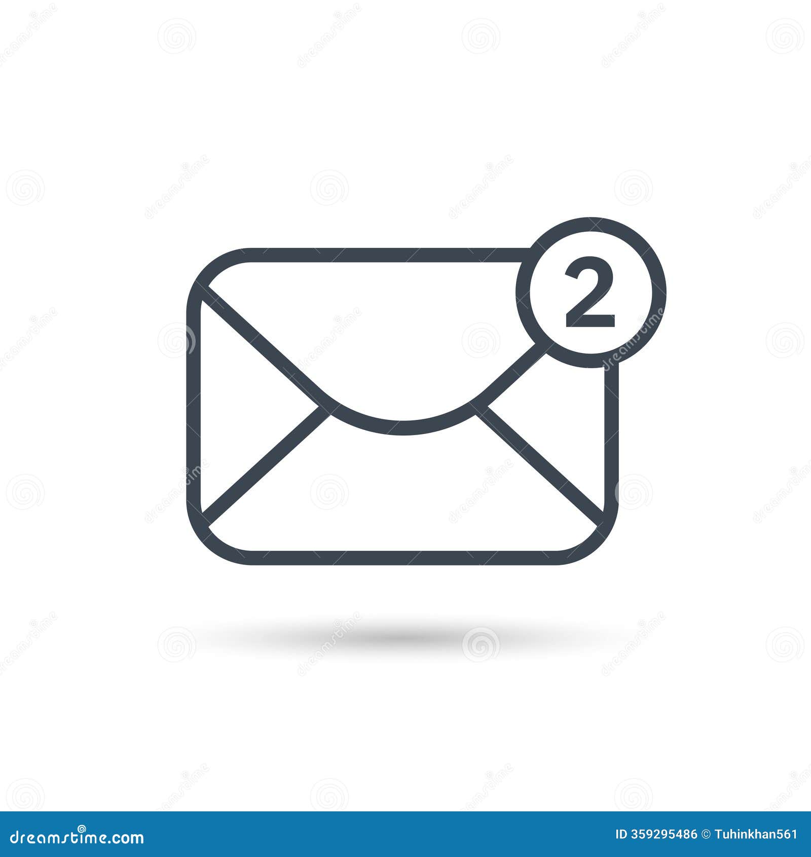 Envelope with Incoming Message Vector Symbol. Two New Messages Line ...