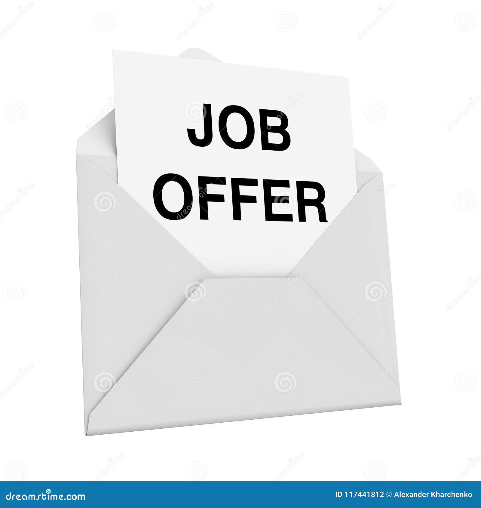 Envelope With Job Offer Letter . 3d Rendering Stock Illustration ...