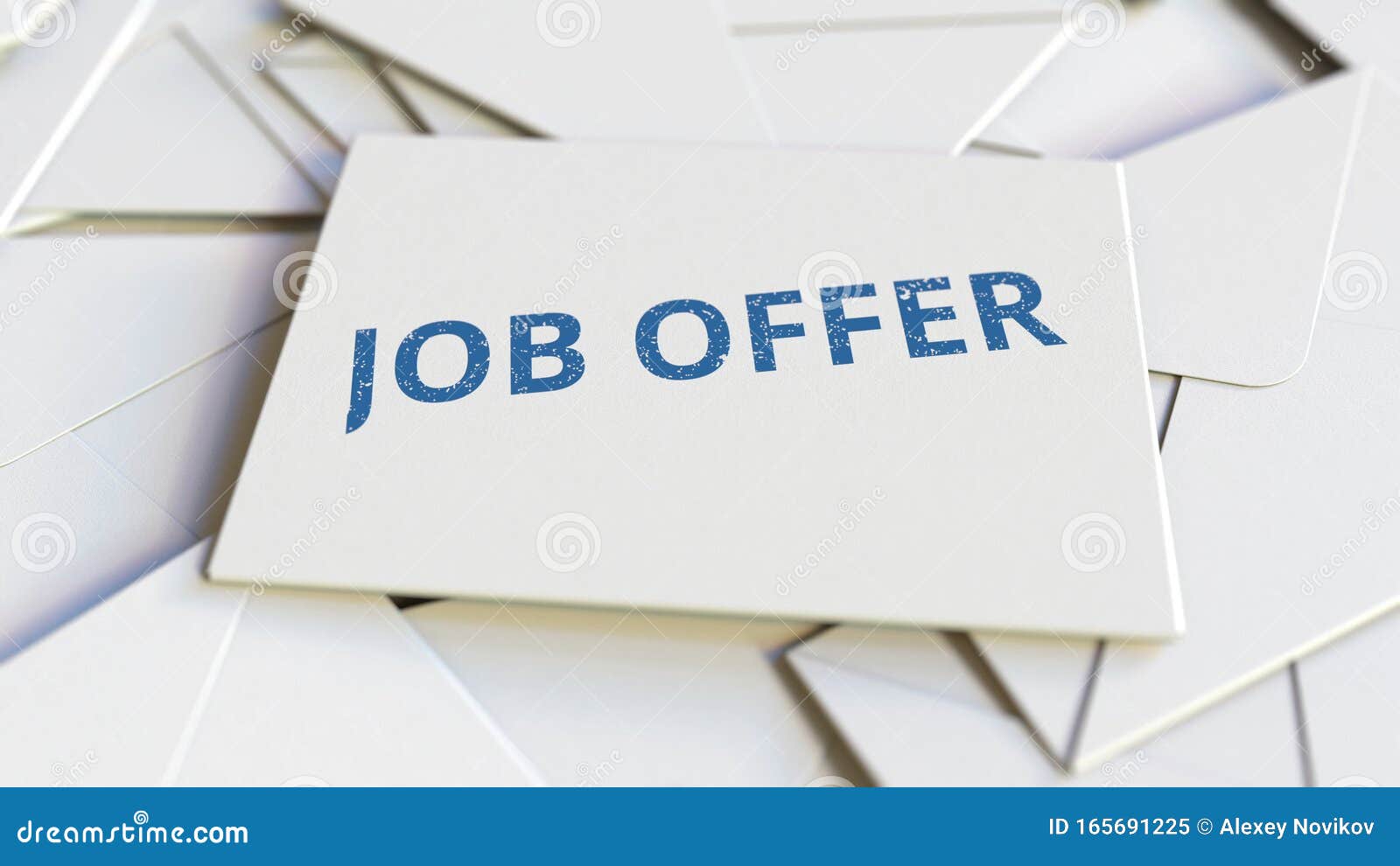Envelope with Job Offer on Top of Many Other Envelopes. Conceptual 3D ...