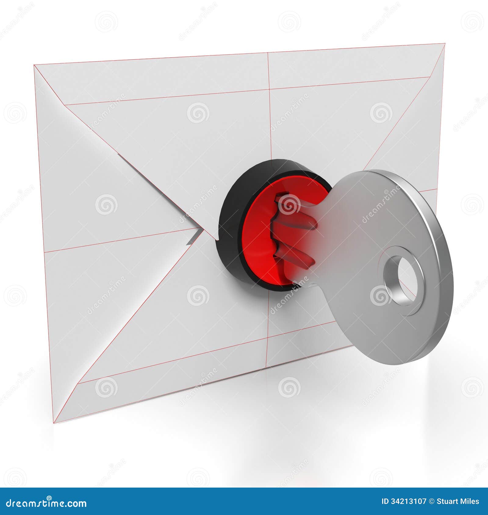 Envelope and Key Showing Secure Email Stock Illustration - Illustration ...
