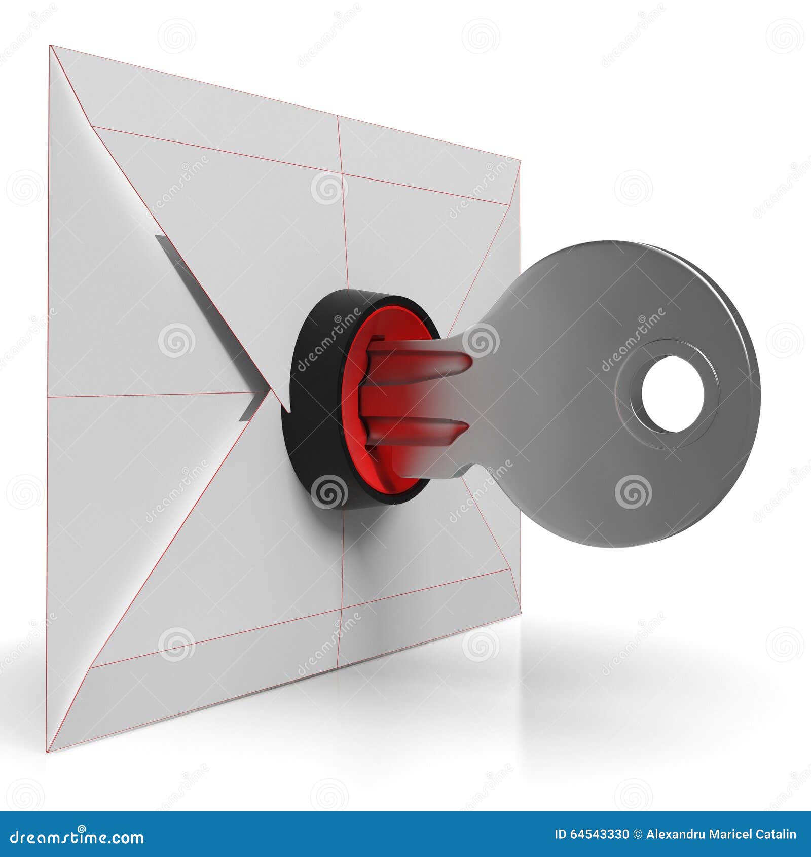 Envelope and Key Shows Secure Email Stock Photo - Image of mail ...