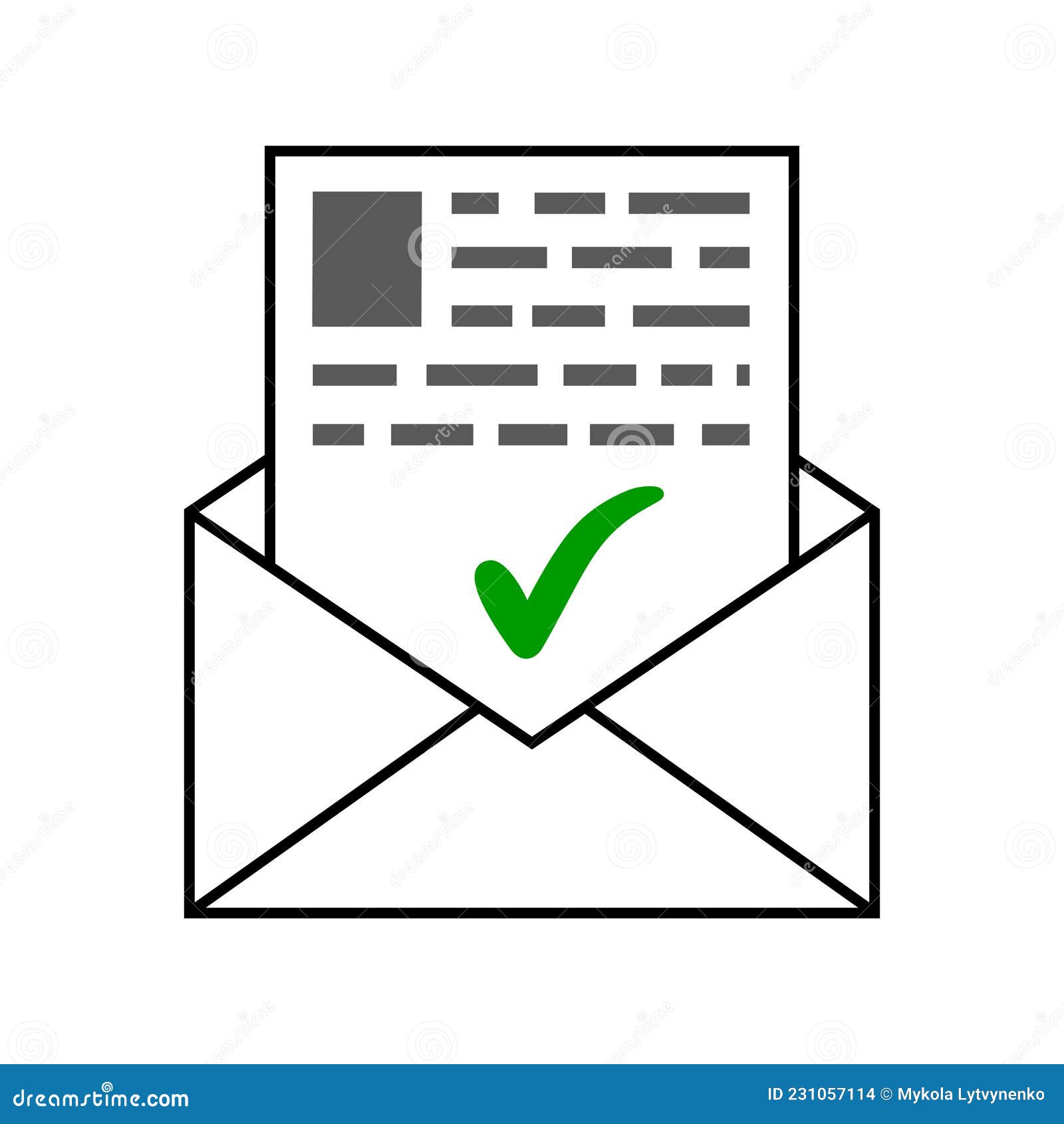 Envelope with a Letter of Good News, a Letter with a Document Green ...