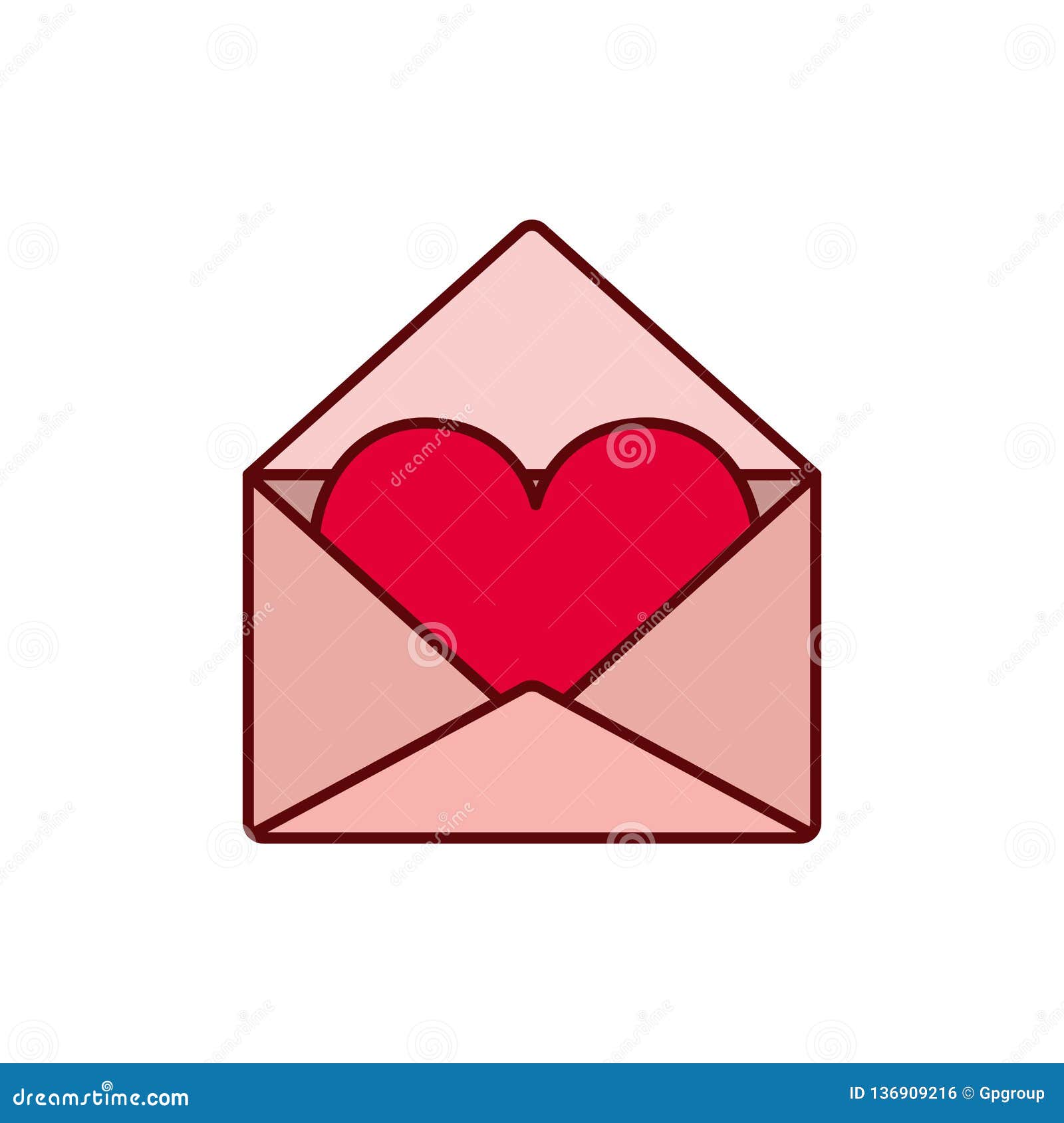 Envelope of Letter with Heart Isolated Icon Stock Vector - Illustration ...