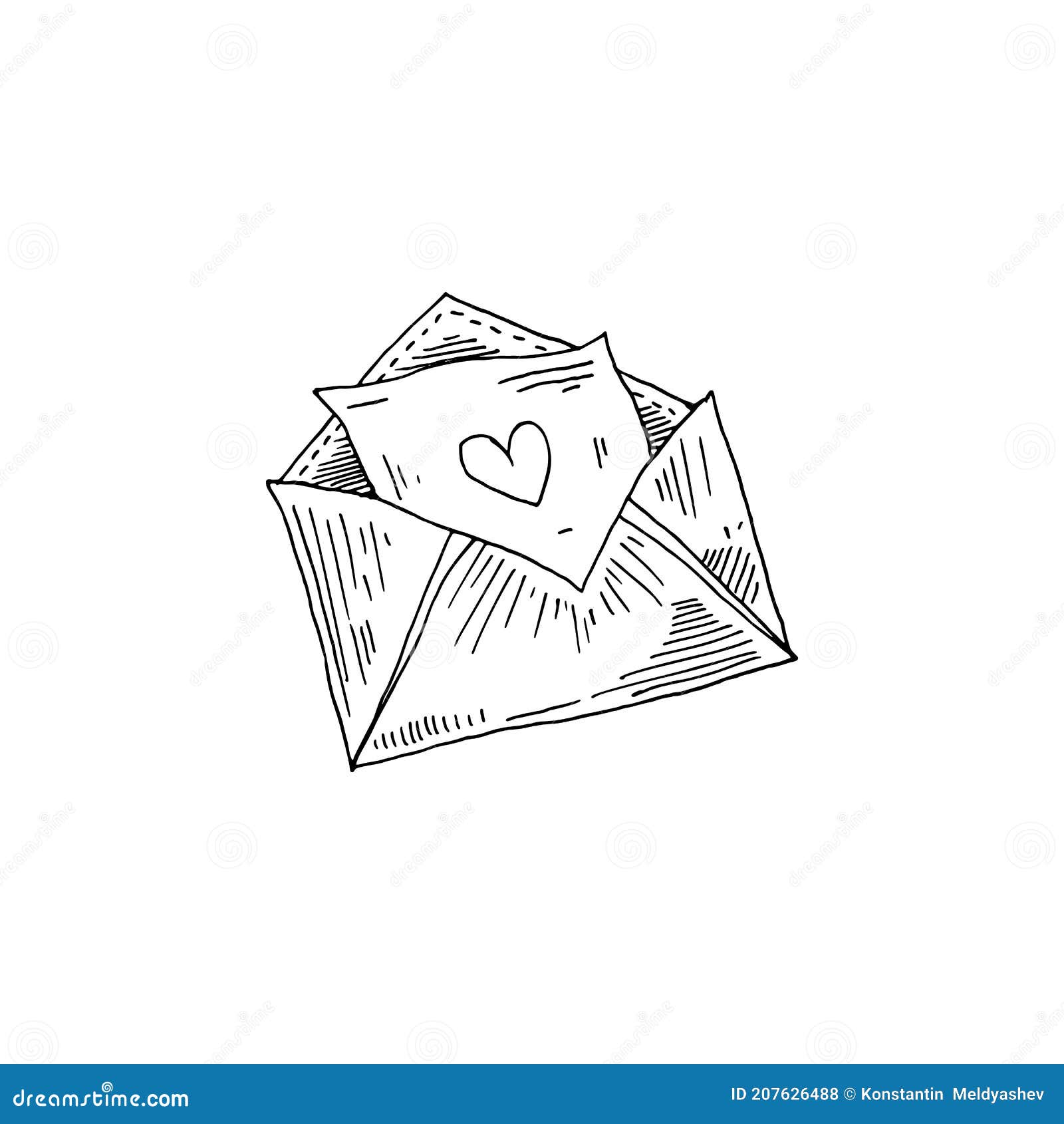 Envelope, Letter, Heart Sketch Vector Illustration Stock Illustration ...