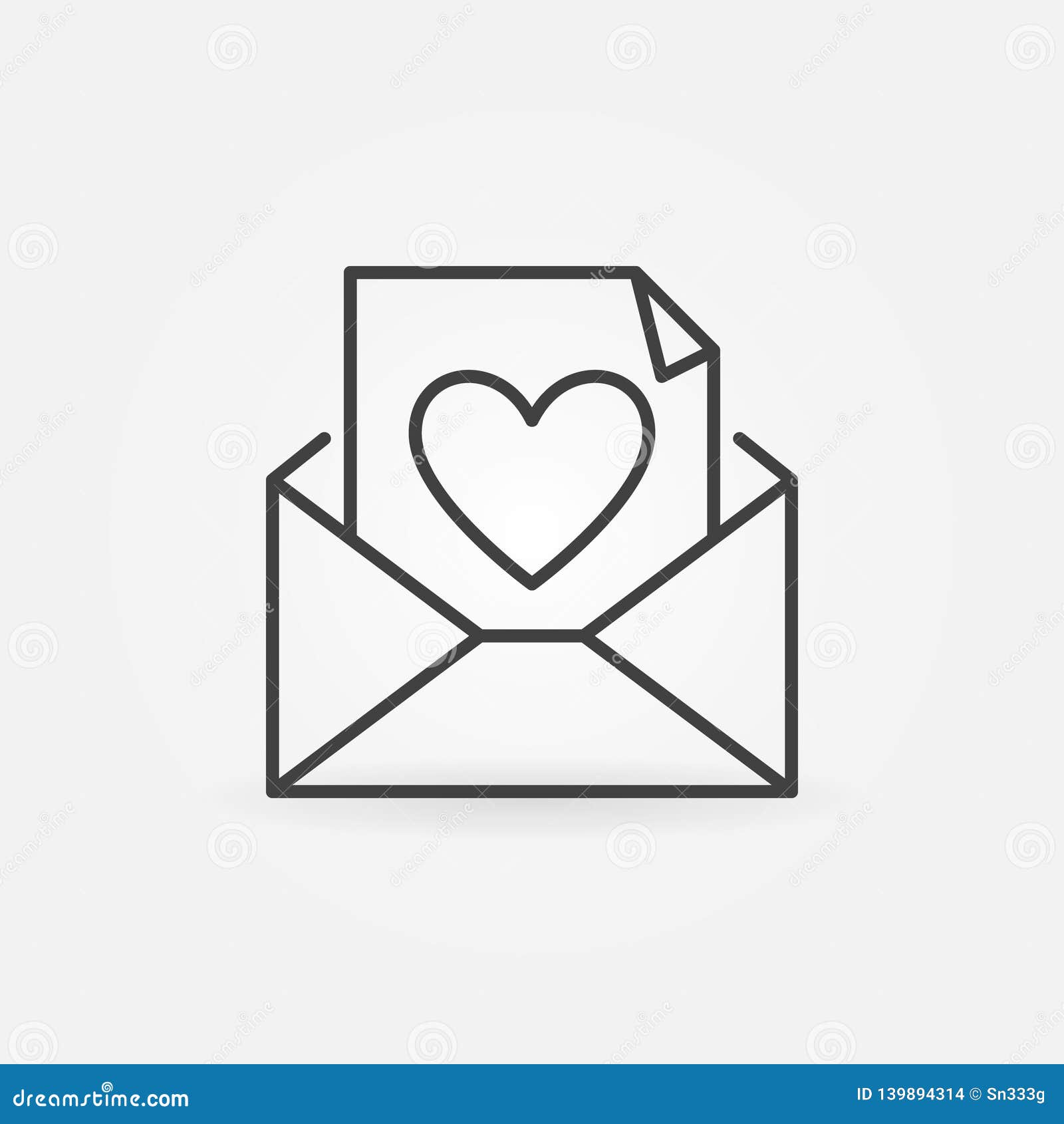 Envelope and Letter with Heart Vector Outline Icon Stock Vector ...