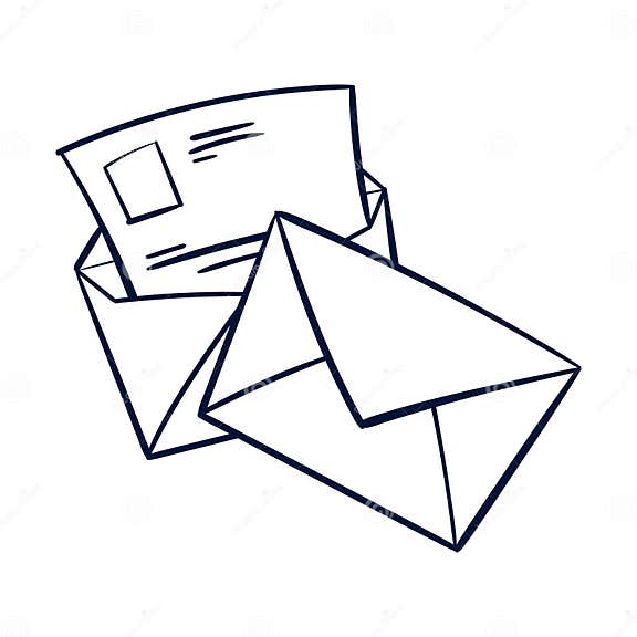 Envelope and Letter Icon. Mail Scribble Line Stock Vector ...