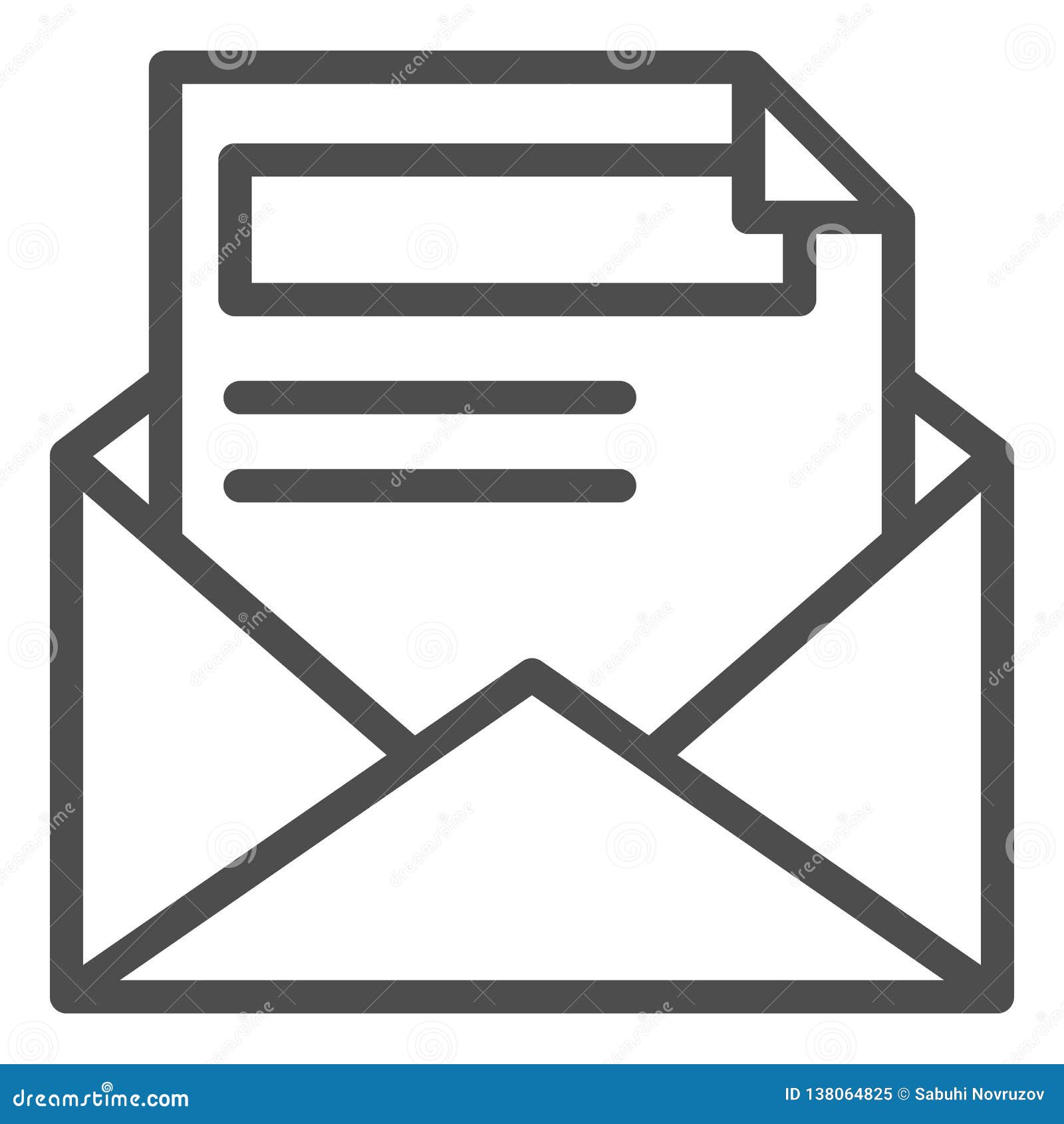 Envelope and Letter Line Icon. Document Vector Illustration Isolated on ...