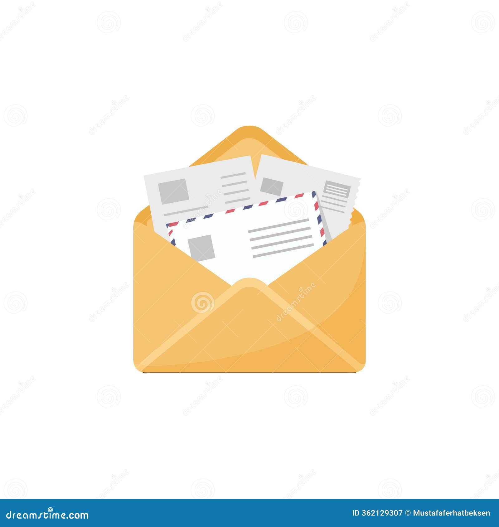 Envelope with Letters and Documents in Flat Vector Illustration Stock ...