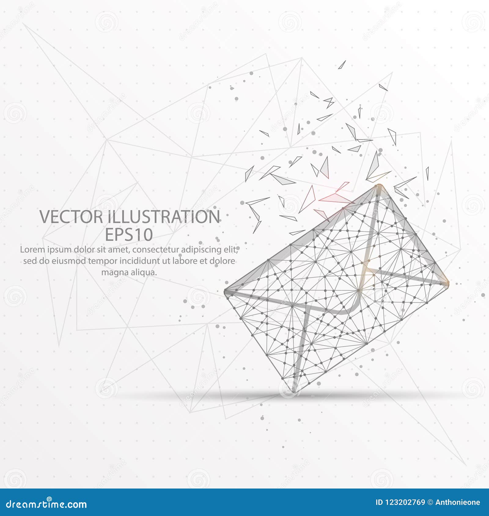 Envelope Low Poly Wire Frame on White Background. Stock Vector ...