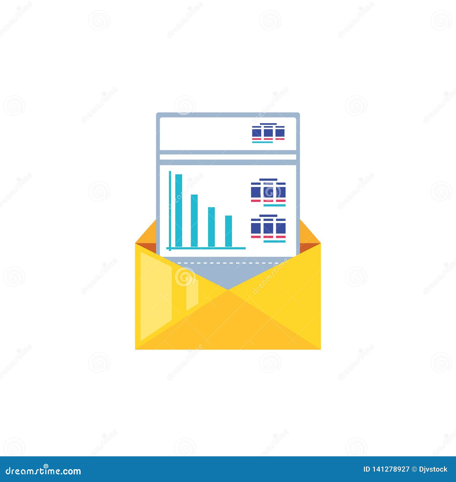 Envelope Mail and Document with Infographic Stock Vector - Illustration ...