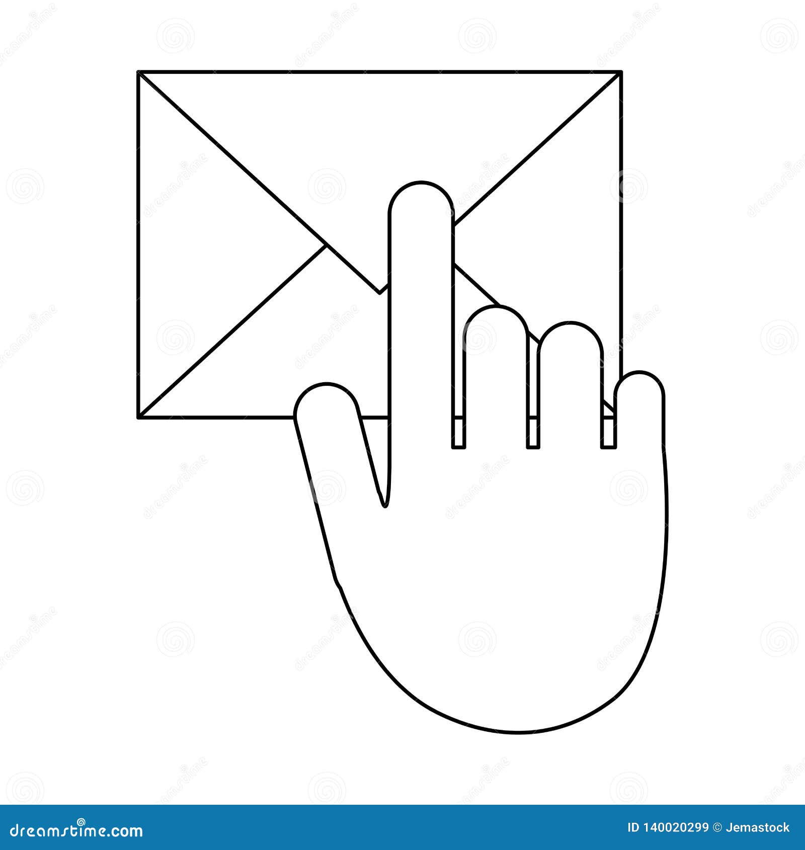 Envelope Mail and Hand Touching Symbol Black and White Stock Vector ...
