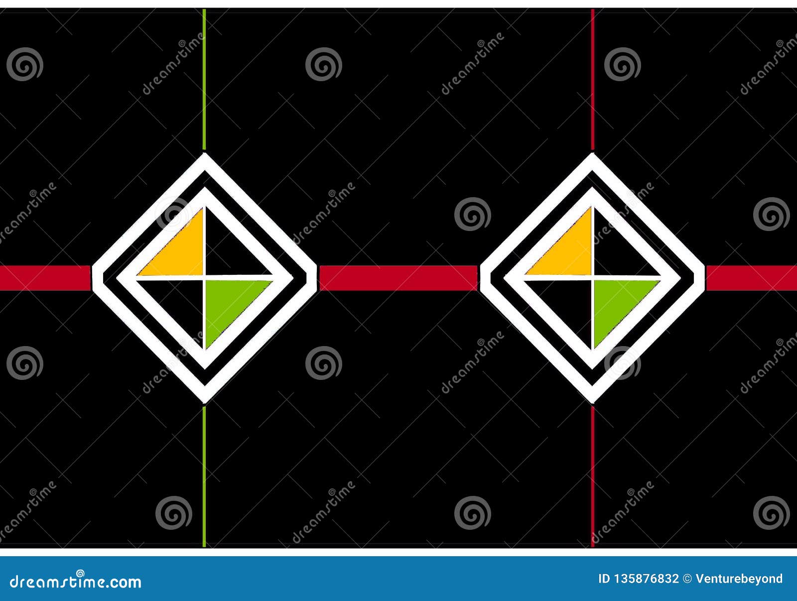 Envelope Icon: Black and White Diamonds with Black, Green and Yellow ...