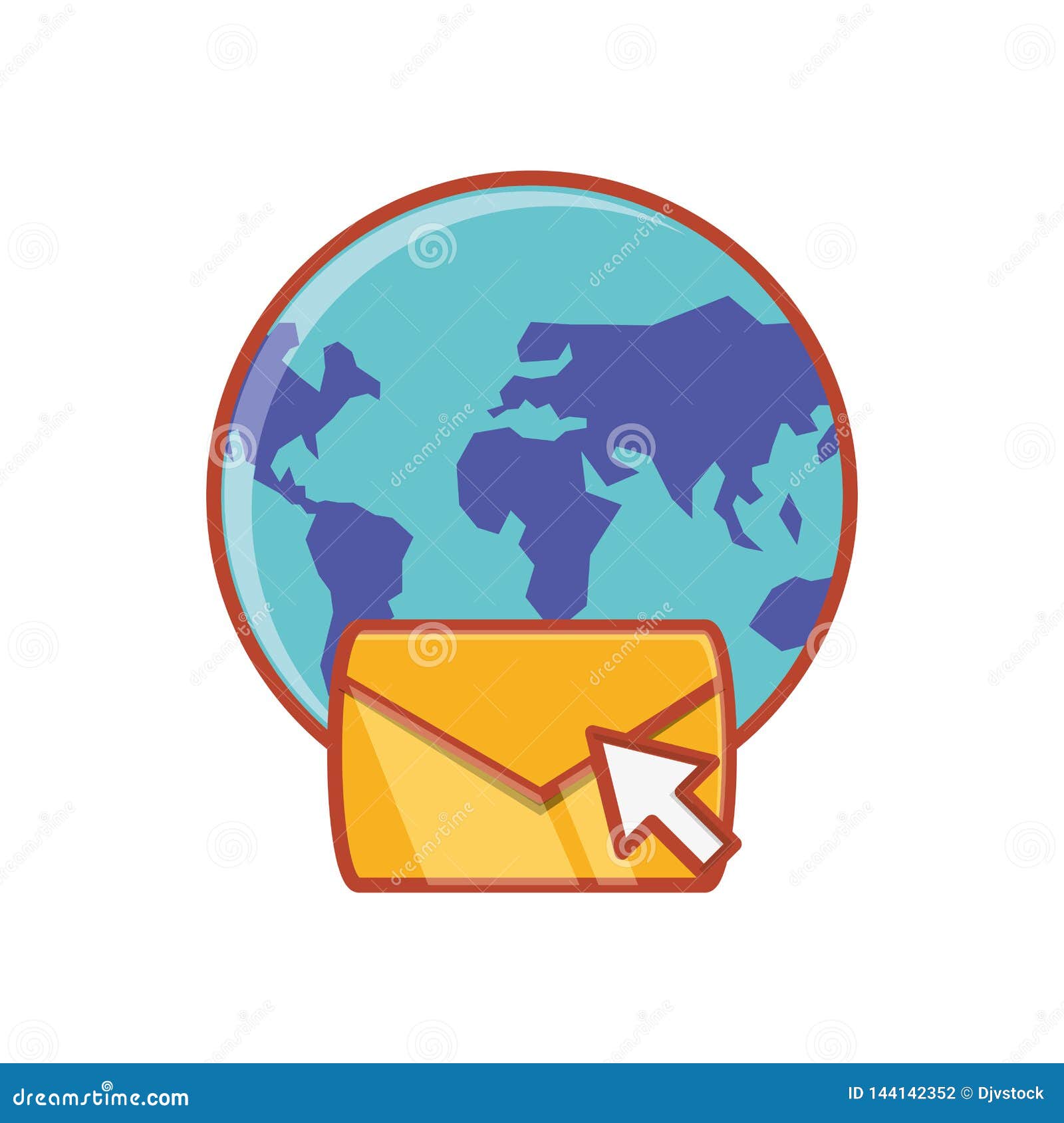 Envelope Mail with Planet Earth and Arrow Stock Illustration ...