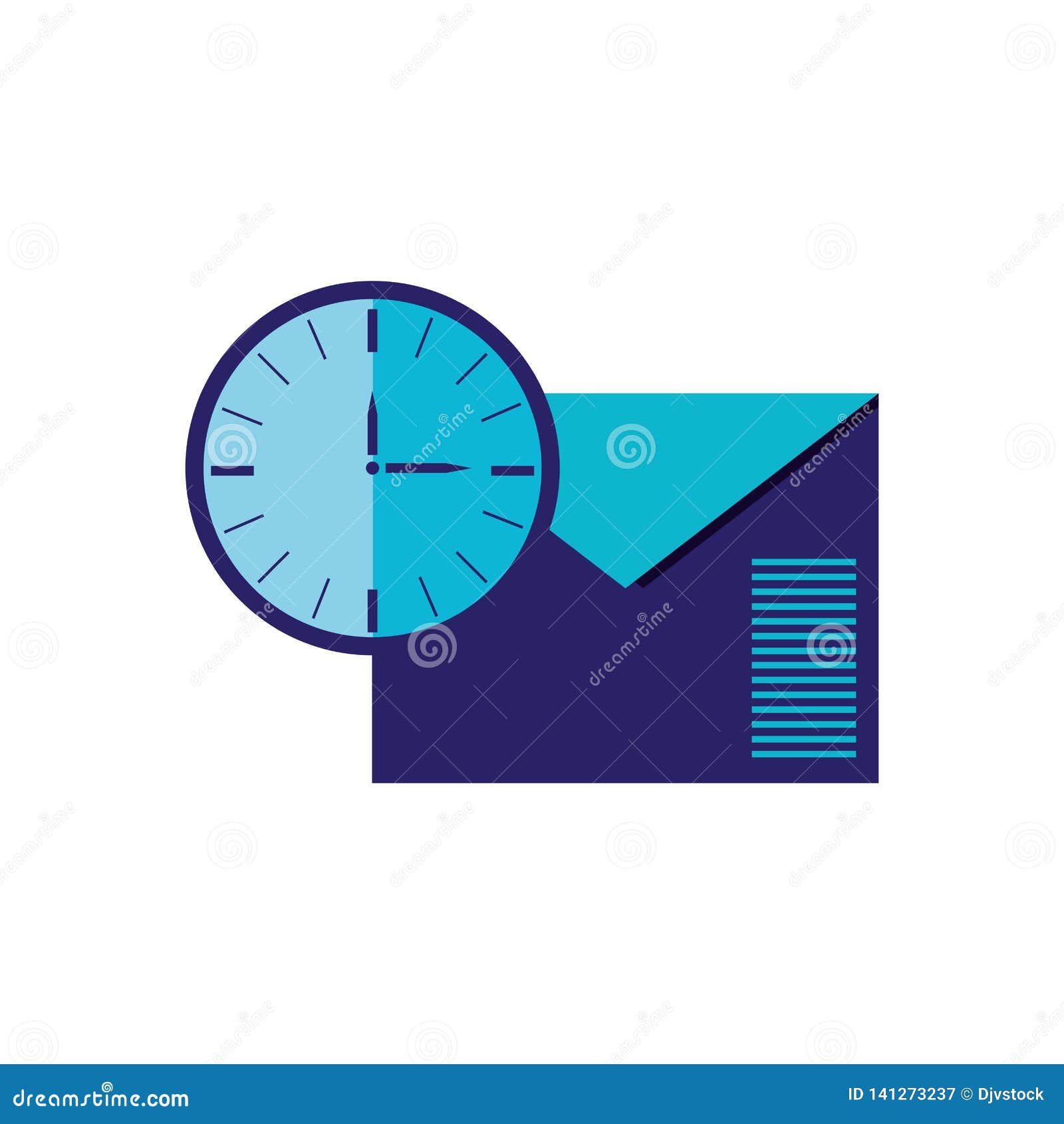 Envelope Mail with Time Clock Isolated Icon Stock Vector - Illustration ...