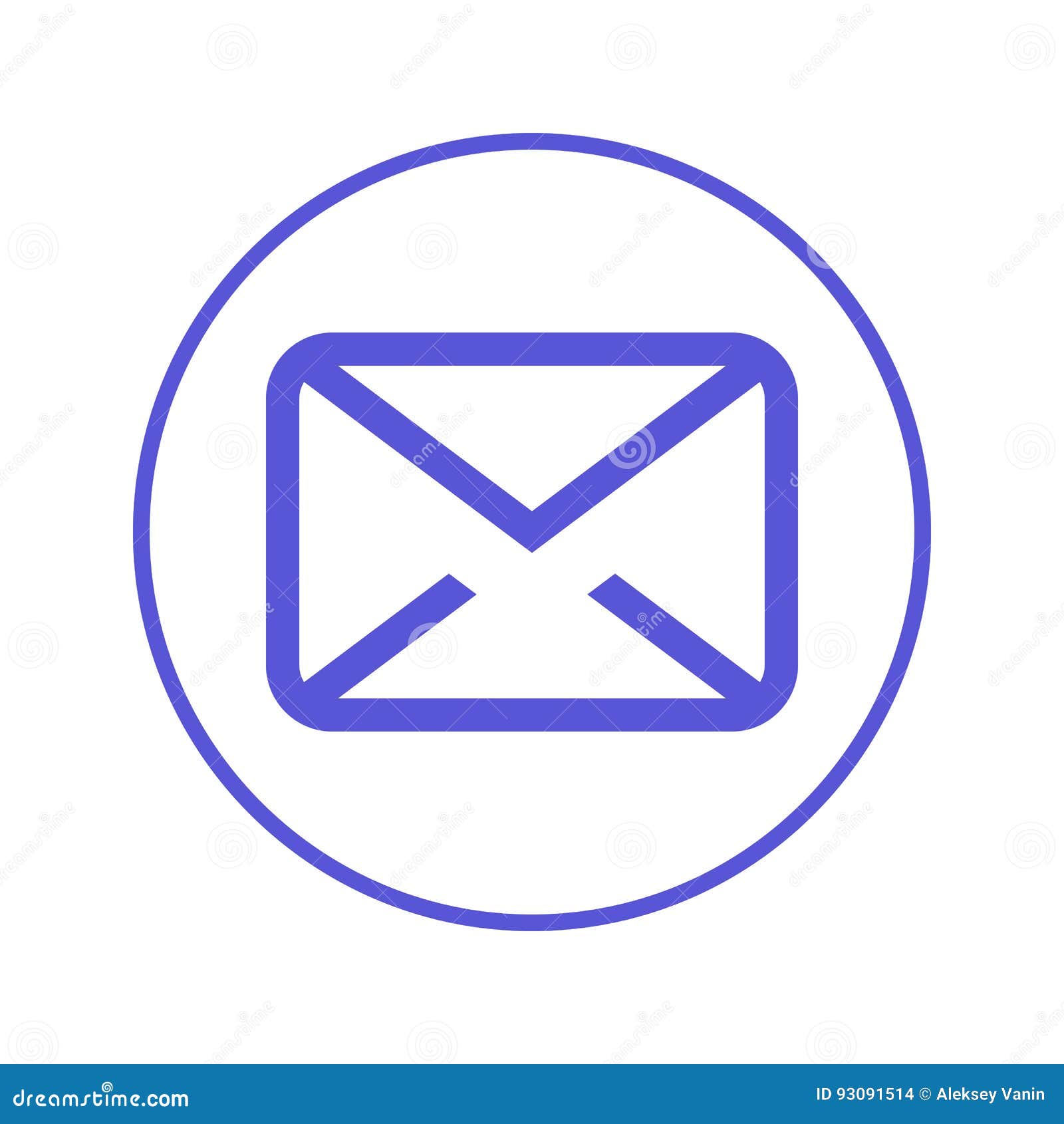 Envelope, Message, Circular Line Icon. Round Sign. Flat Style Vector ...