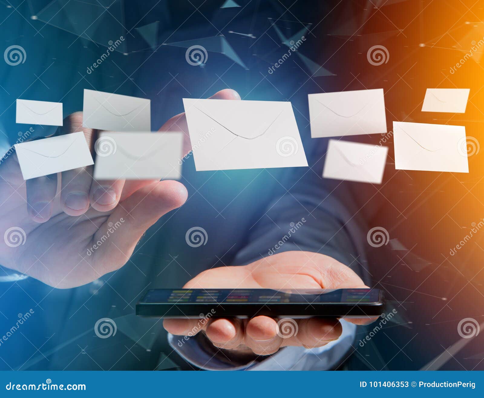 Envelope Message Displayed on a Futuristic Email Interface - 3d Stock ...