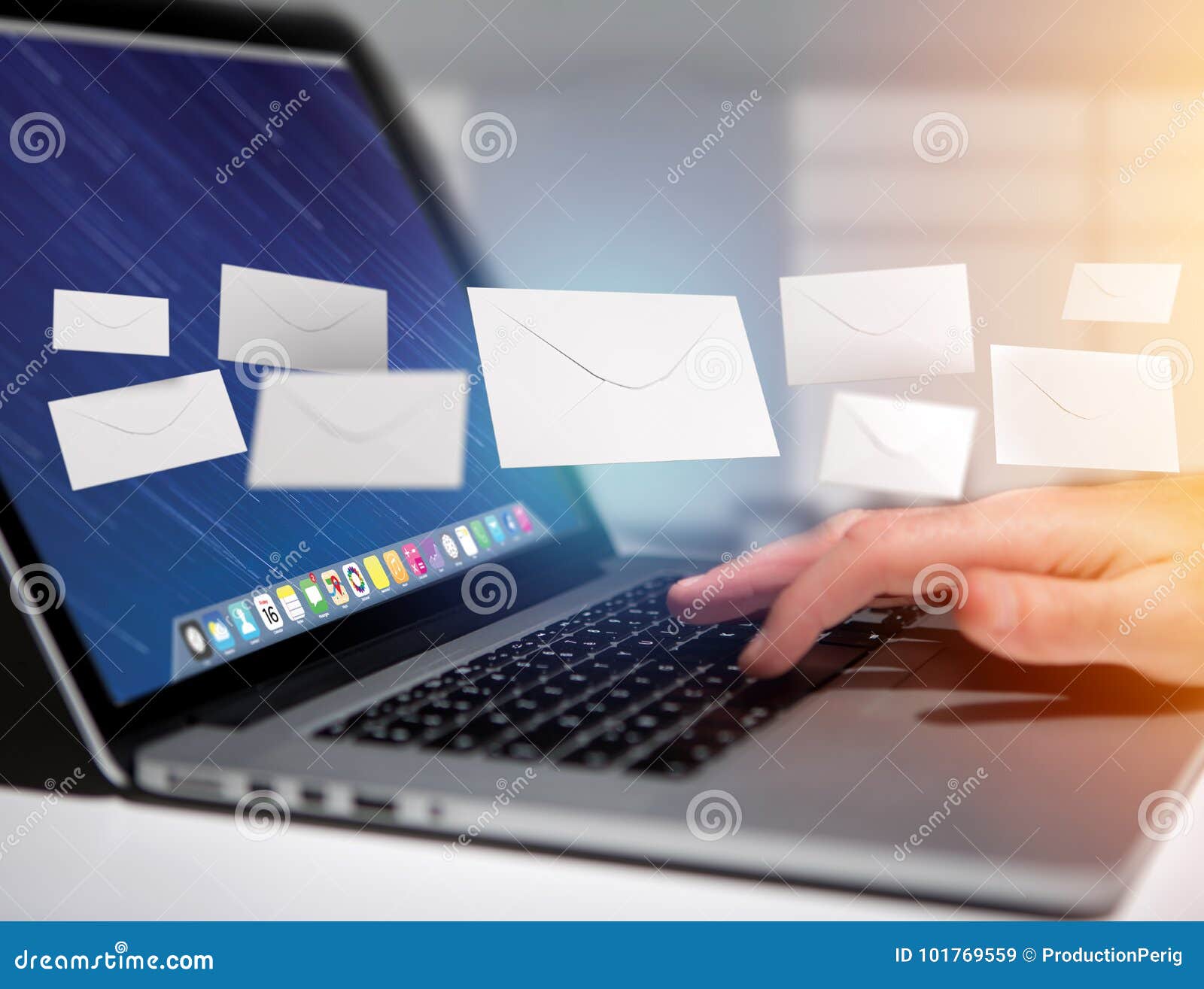 Envelope Message Displayed on a Futuristic Email Interface - 3d Stock ...