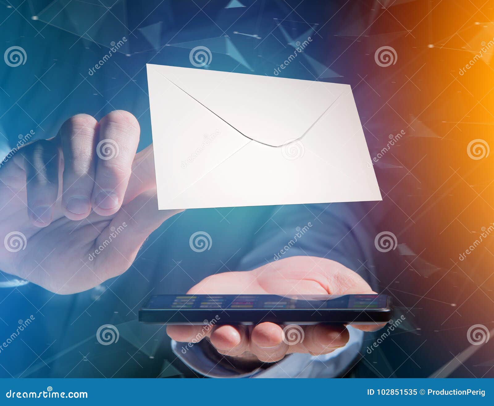 Envelope Message Displayed on a Futuristic Email Interface - 3d Stock ...