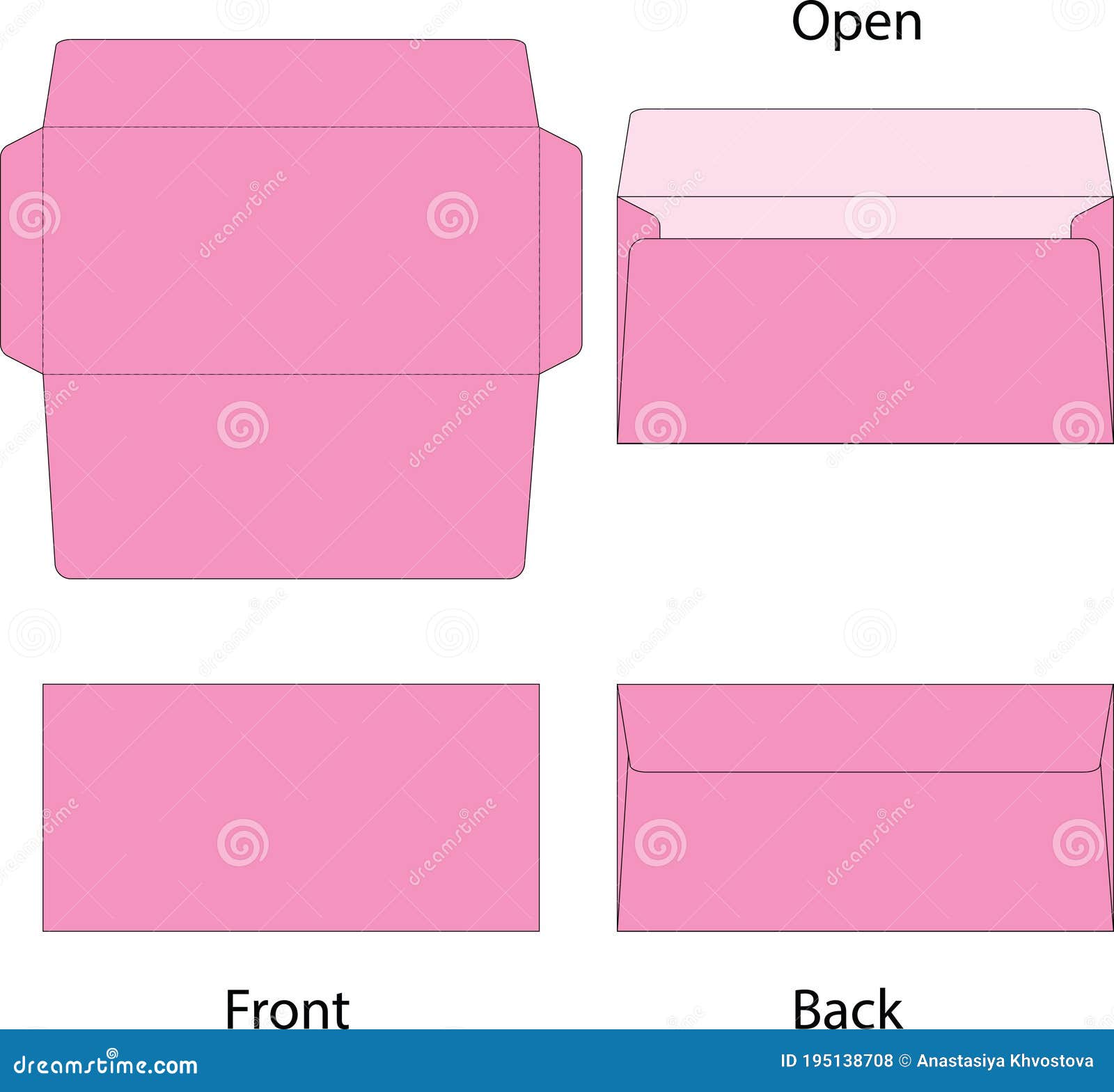 Envelope Mockup Pink. .Cutting-out for a Laser Printer Stock ...