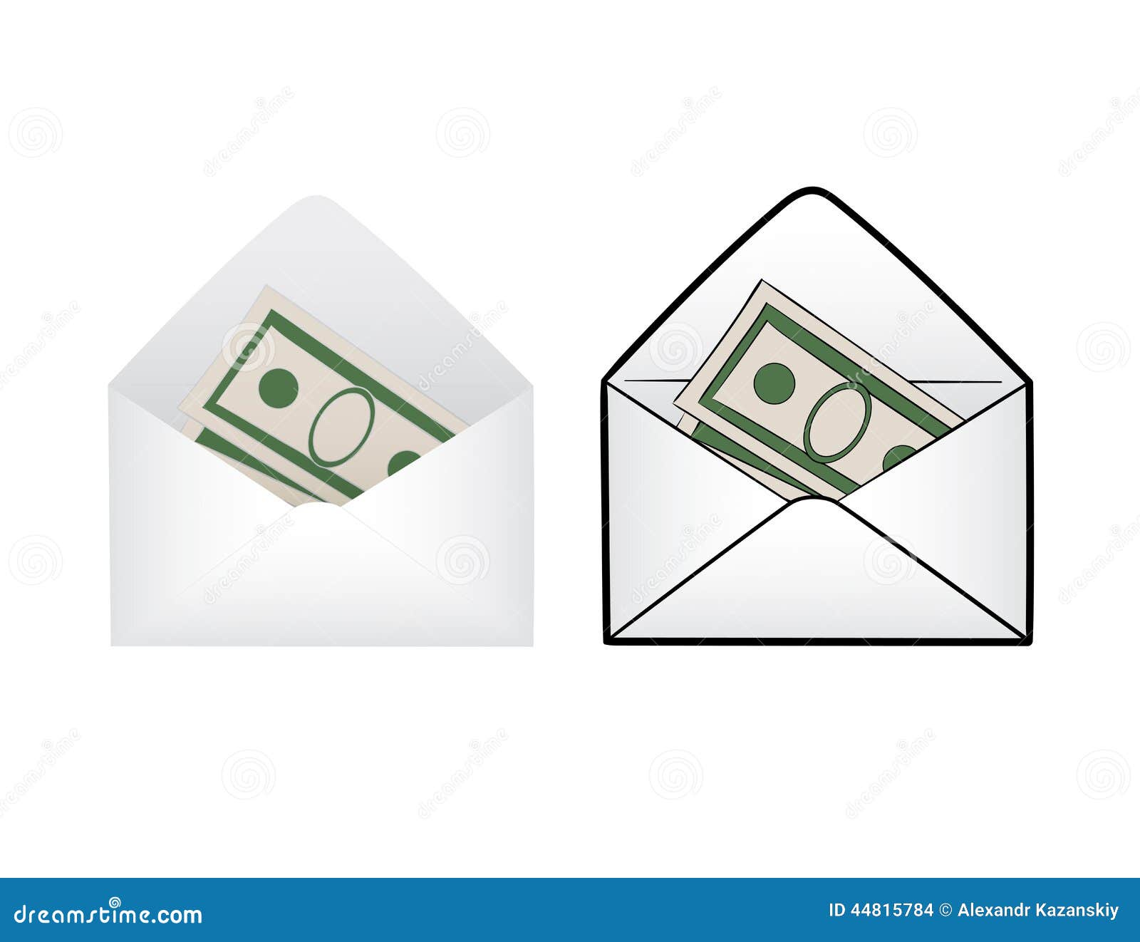 Envelope with money stock illustration. Illustration of icons - 44815784