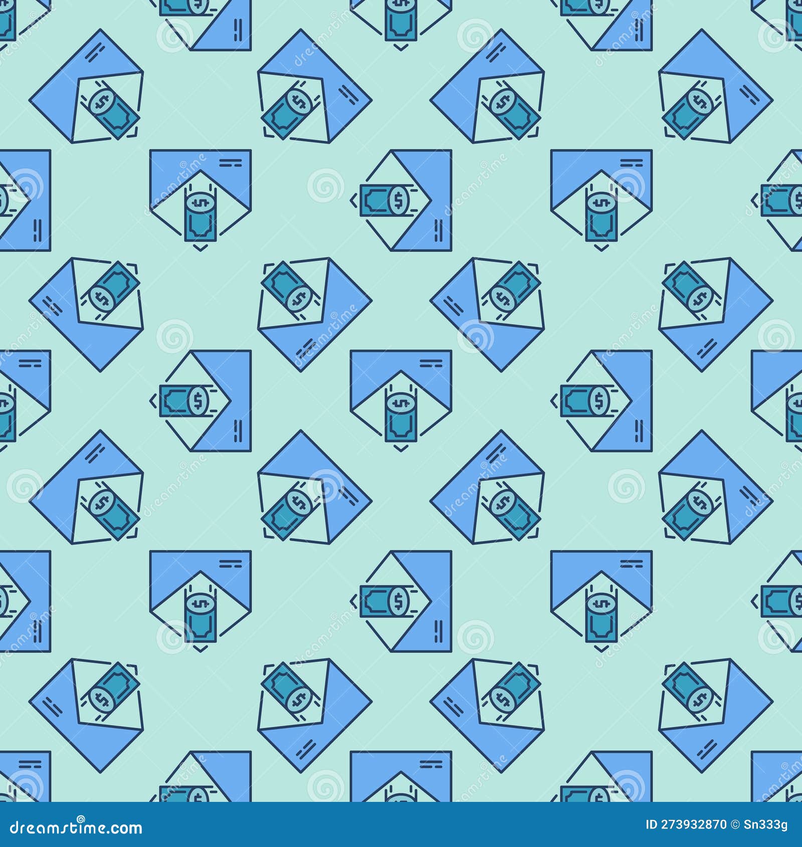 Envelope and Money Vector Dollar Banknote Colored Seamless Pattern ...