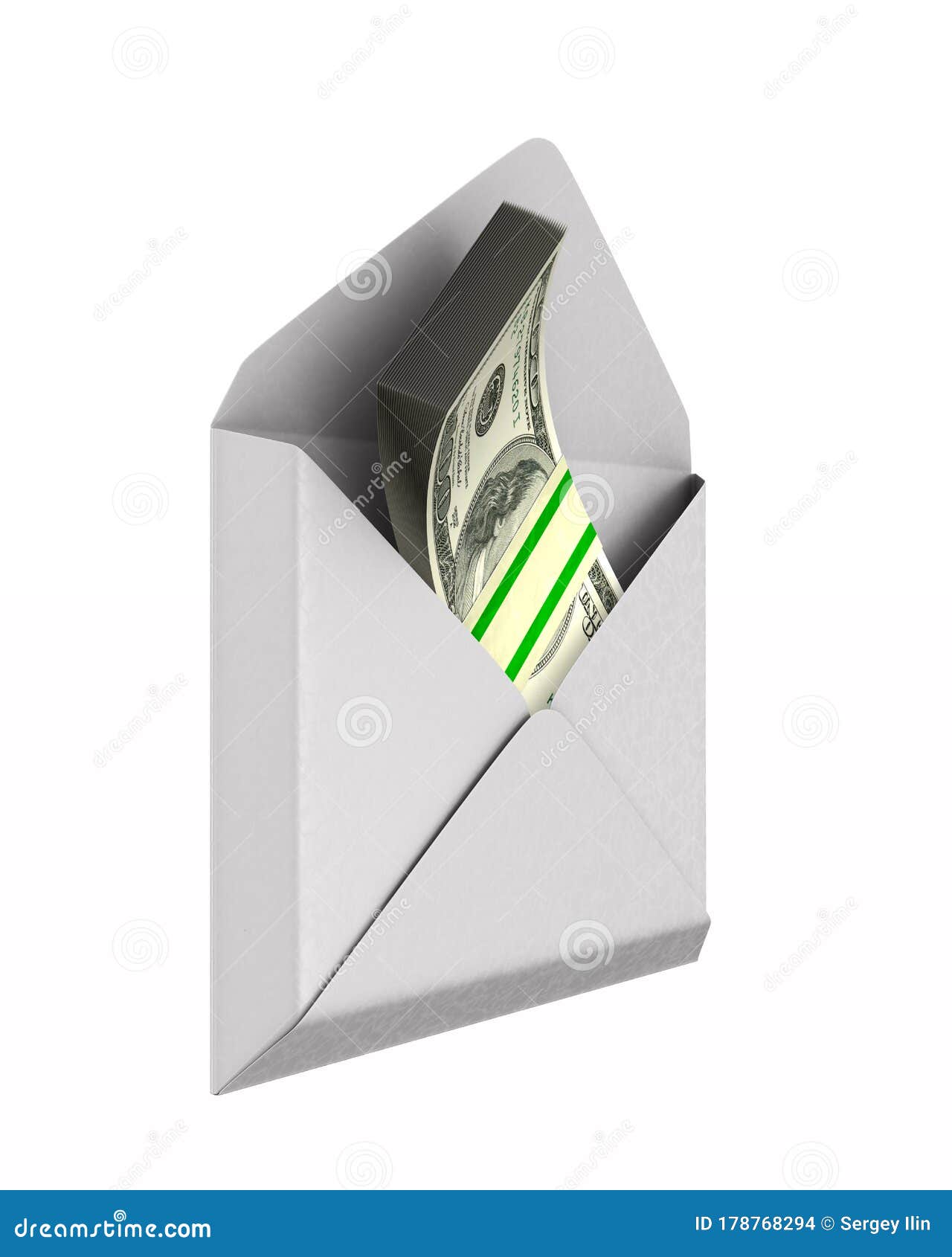 Envelope with Money on White Background. Isolated 3D Illustration Stock ...