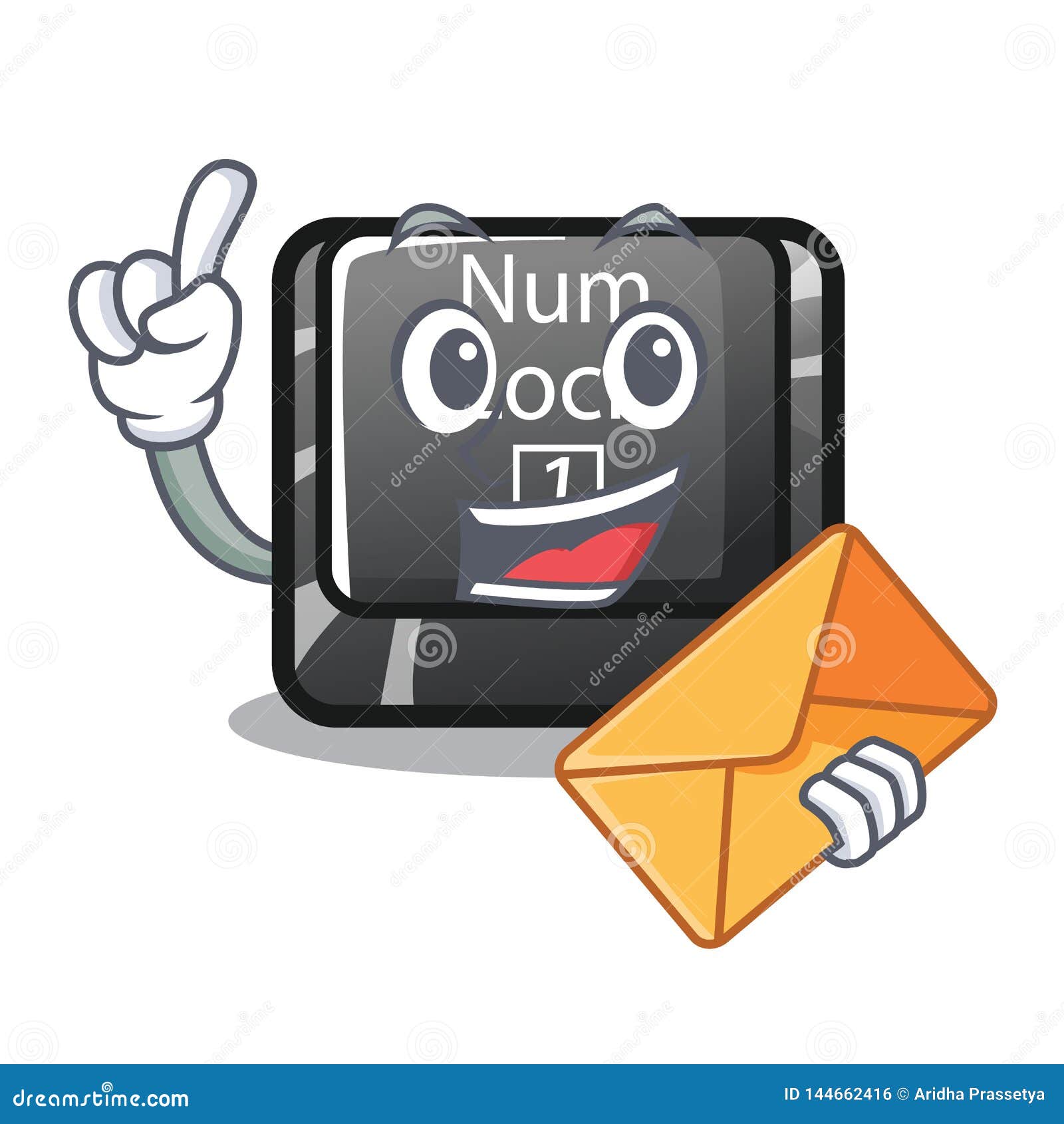 With Envelope Num Lock in the Cartoon Shape Stock Vector - Illustration ...