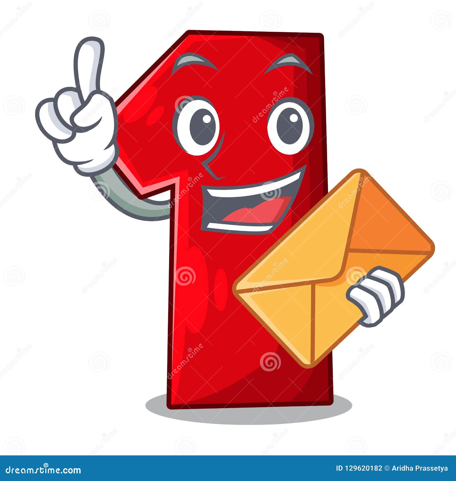 With Envelope Number One Index Finger on Cartoon Stock Vector ...