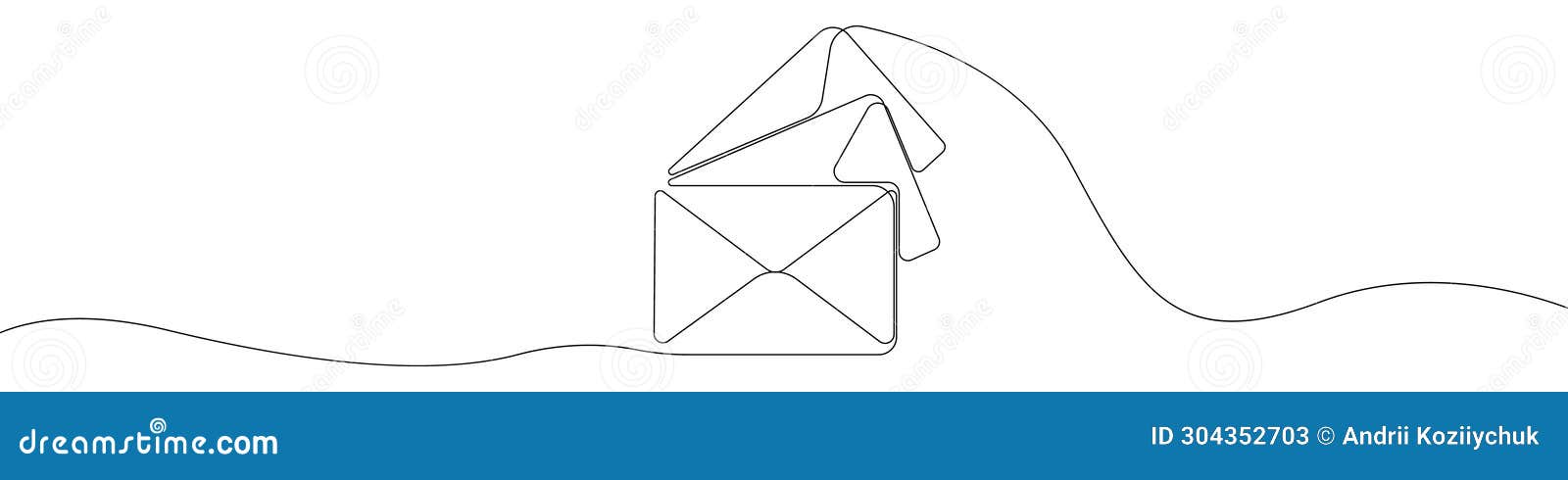 Envelope One Line Drawing Vector. Postcard Continuous Line Drawing ...