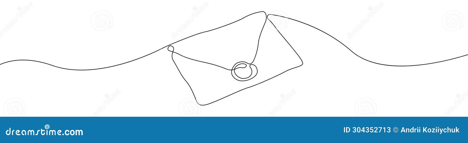 Envelope One Line Drawing Vector. Postcard Continuous Line Drawing ...