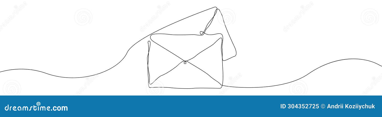 Envelope One Line Drawing Vector. Postcard Continuous Line Drawing ...