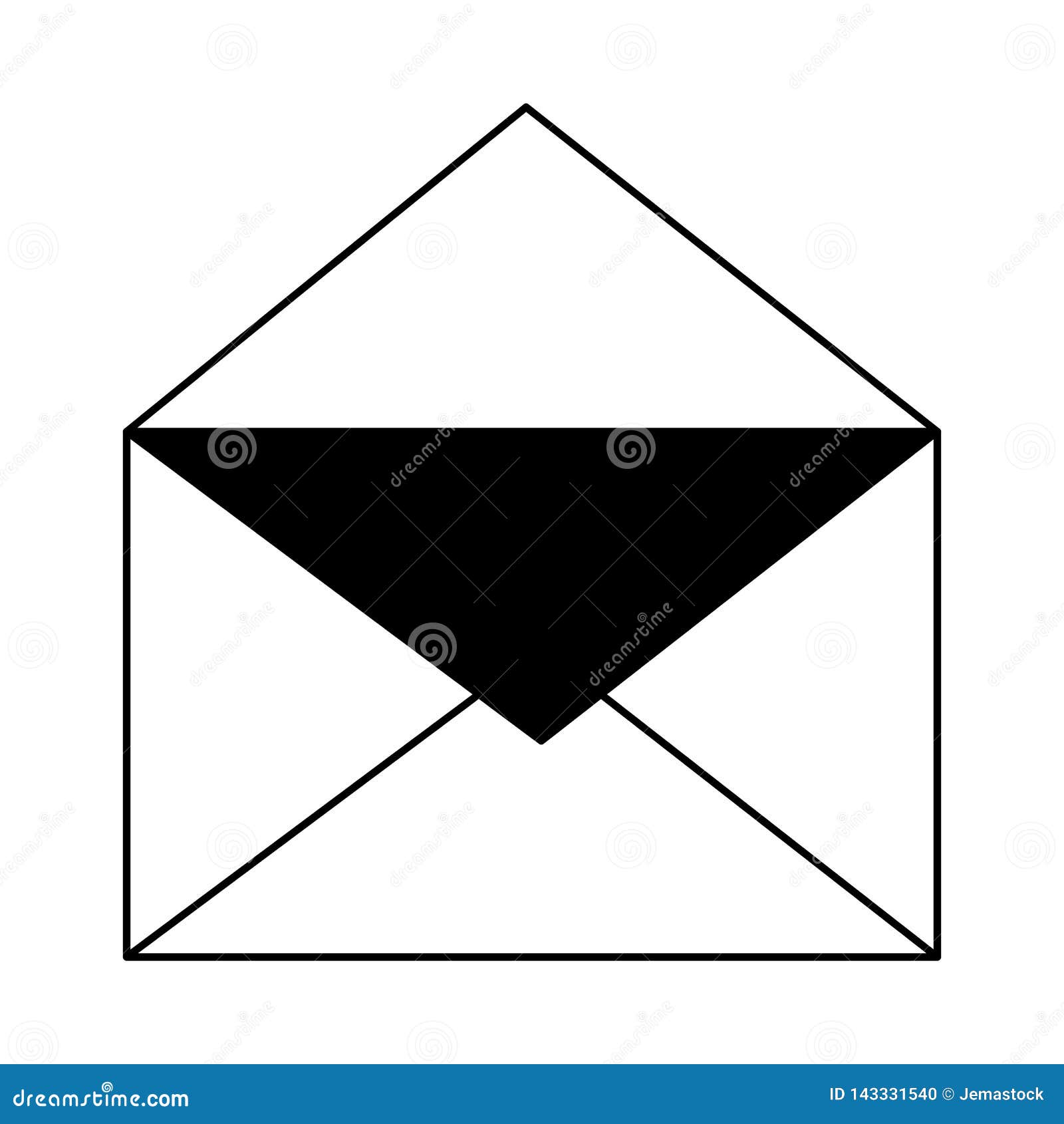 Envelope Open Symbol in Black and White Stock Vector - Illustration of ...