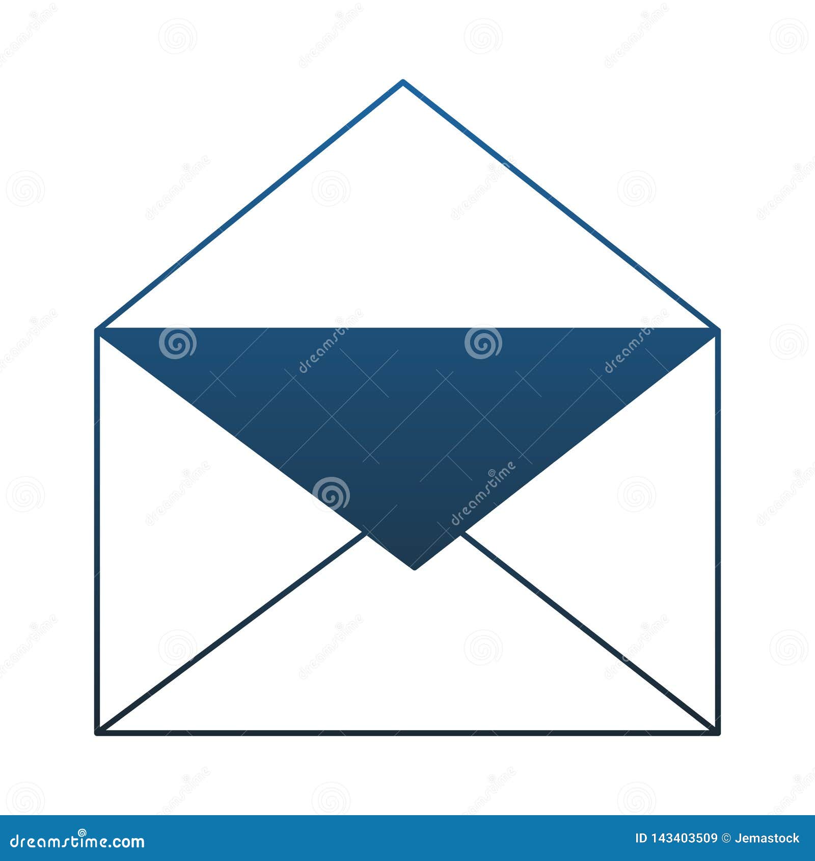 Envelope Open Symbol Blue Lines Stock Vector - Illustration of ...