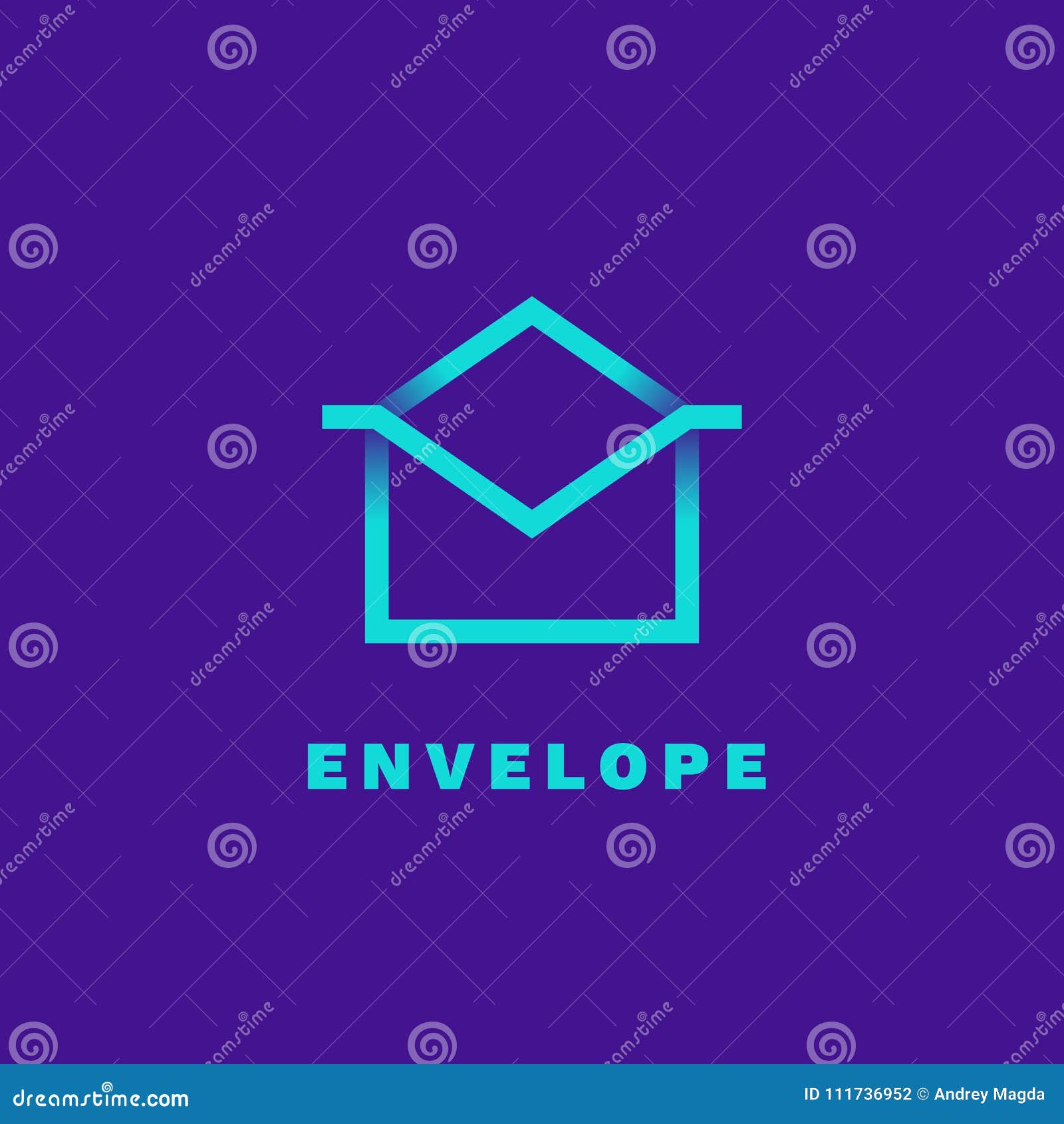 Envelope Outline Logo. Gradient Emblem with Shadows and Gradients Stock ...