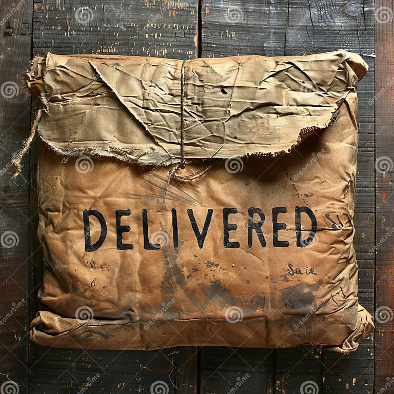 Envelope Package Marked Delivered Resting on Table, Enhancing Delivery ...