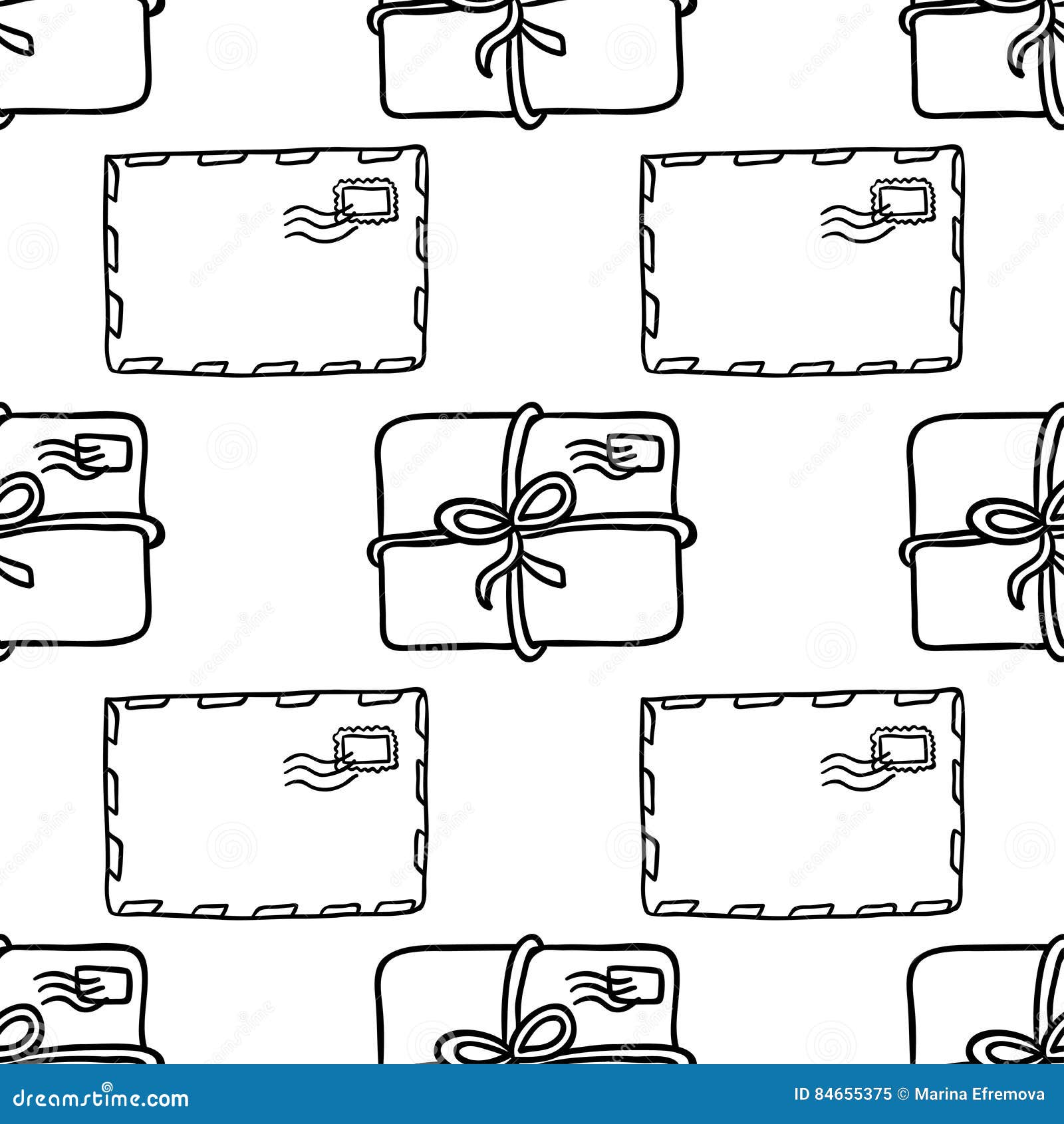 Envelope and Parcels Seamless Mail Pattern. Stock Vector - Illustration ...