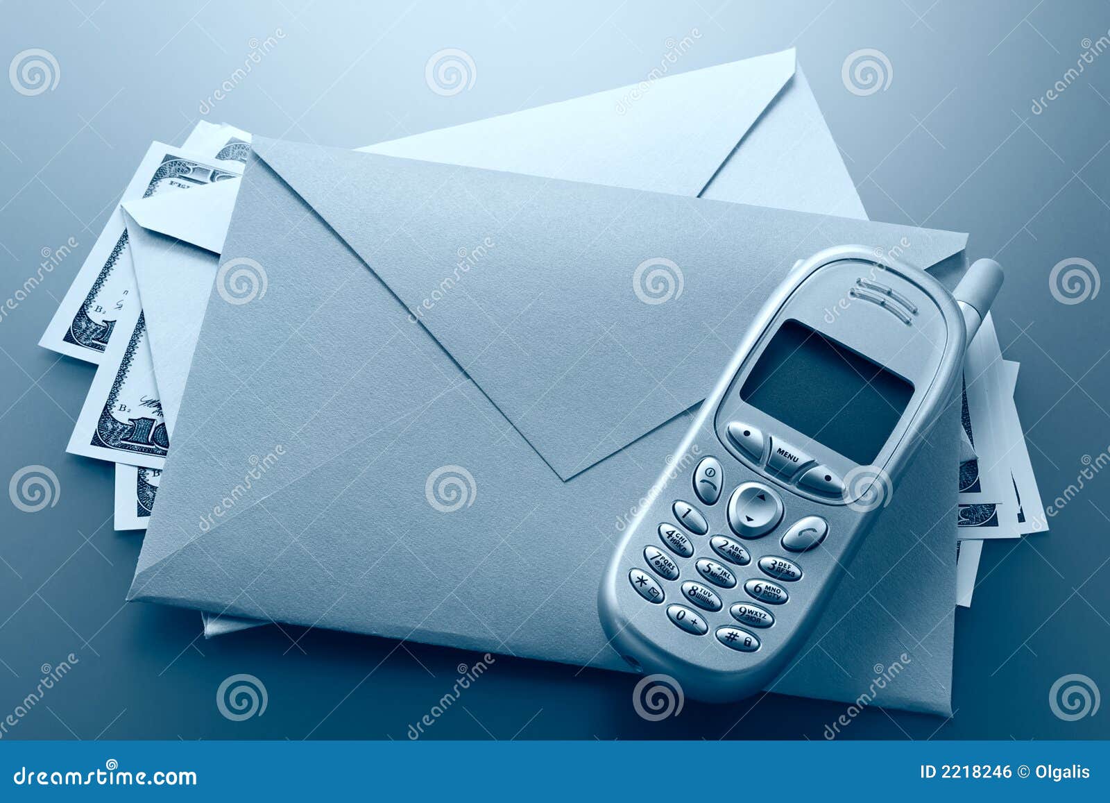 Envelope, phone, dollars stock photo. Image of direct - 2218246
