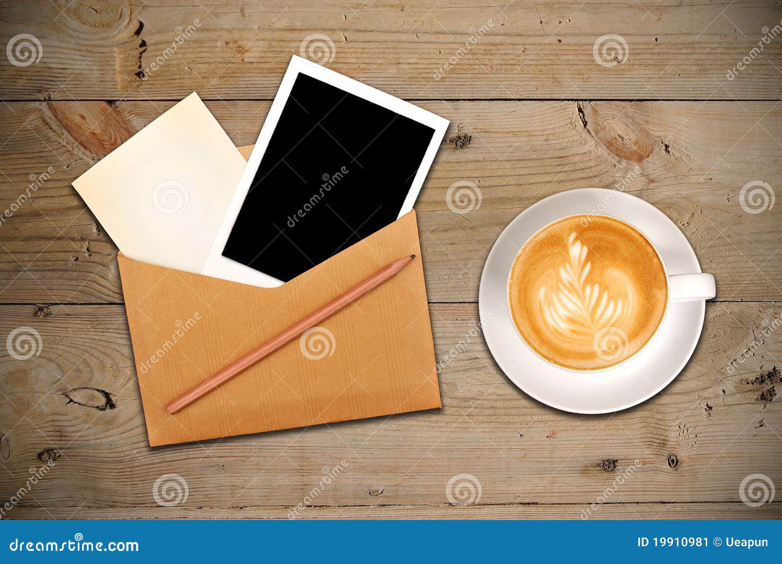 Envelope with Photo and Coffee Stock Image - Image of beverage, floor ...