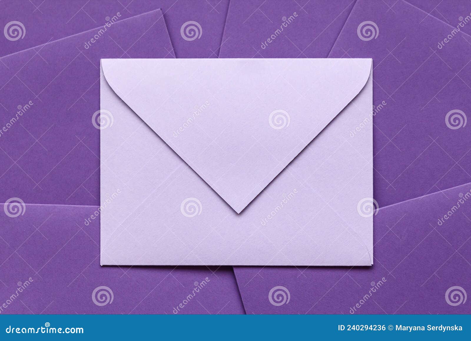 Envelope on Pile of Envelopes. Gift Envelope Purple Color for ...